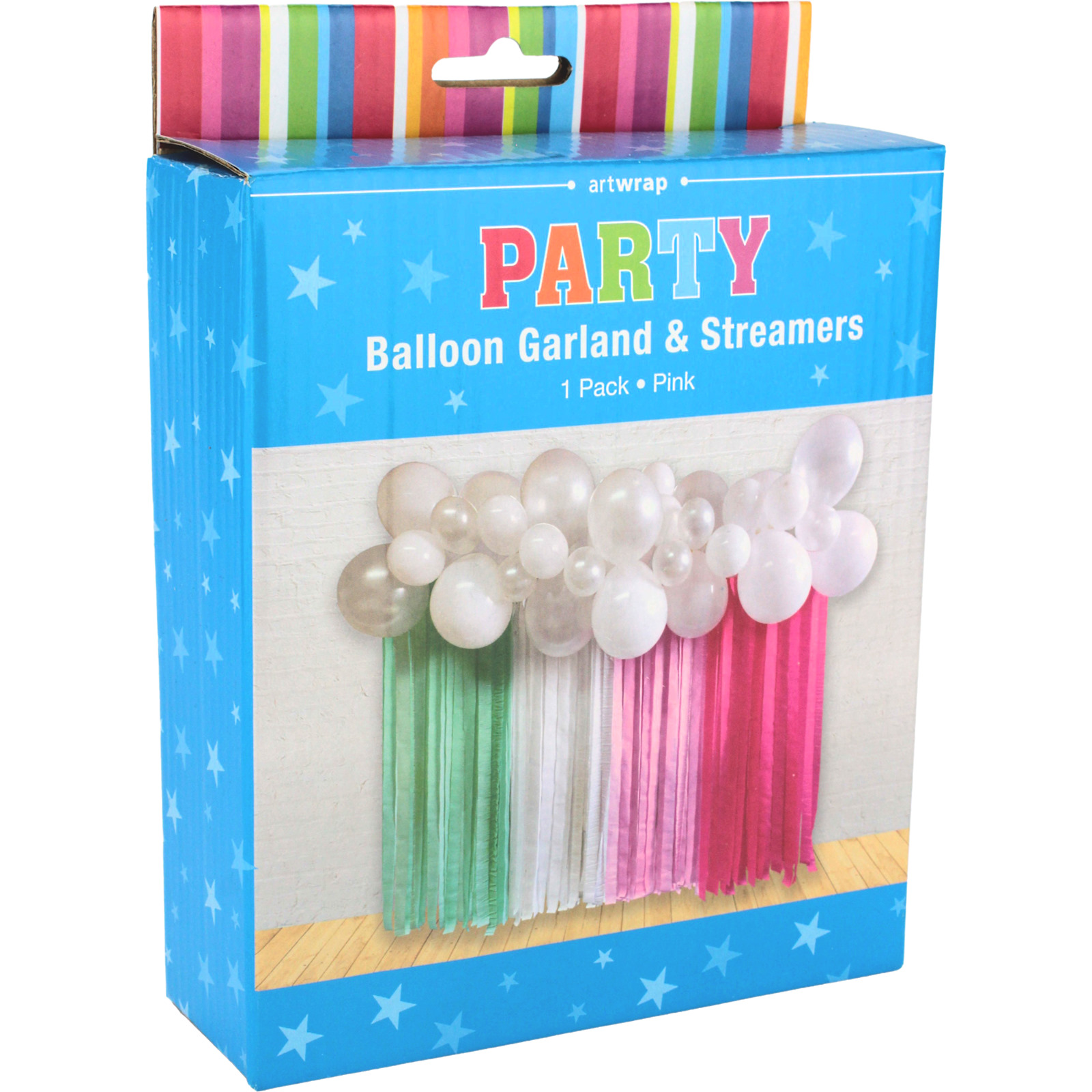 Pink And Green Balloon Backdrop Kit With Streamers | Hot Pink Coloured ...