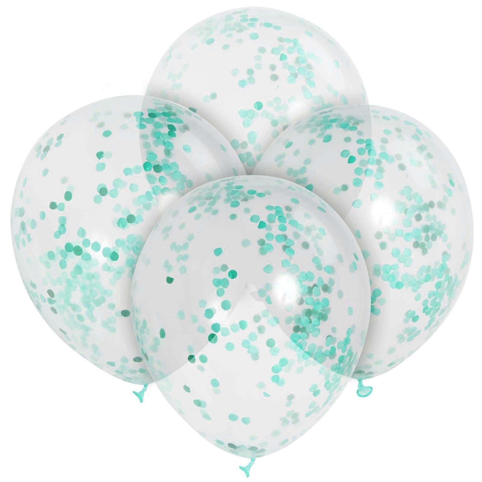 Teal Confetti Balloons (Pack of 6) - Discount Party Supplies