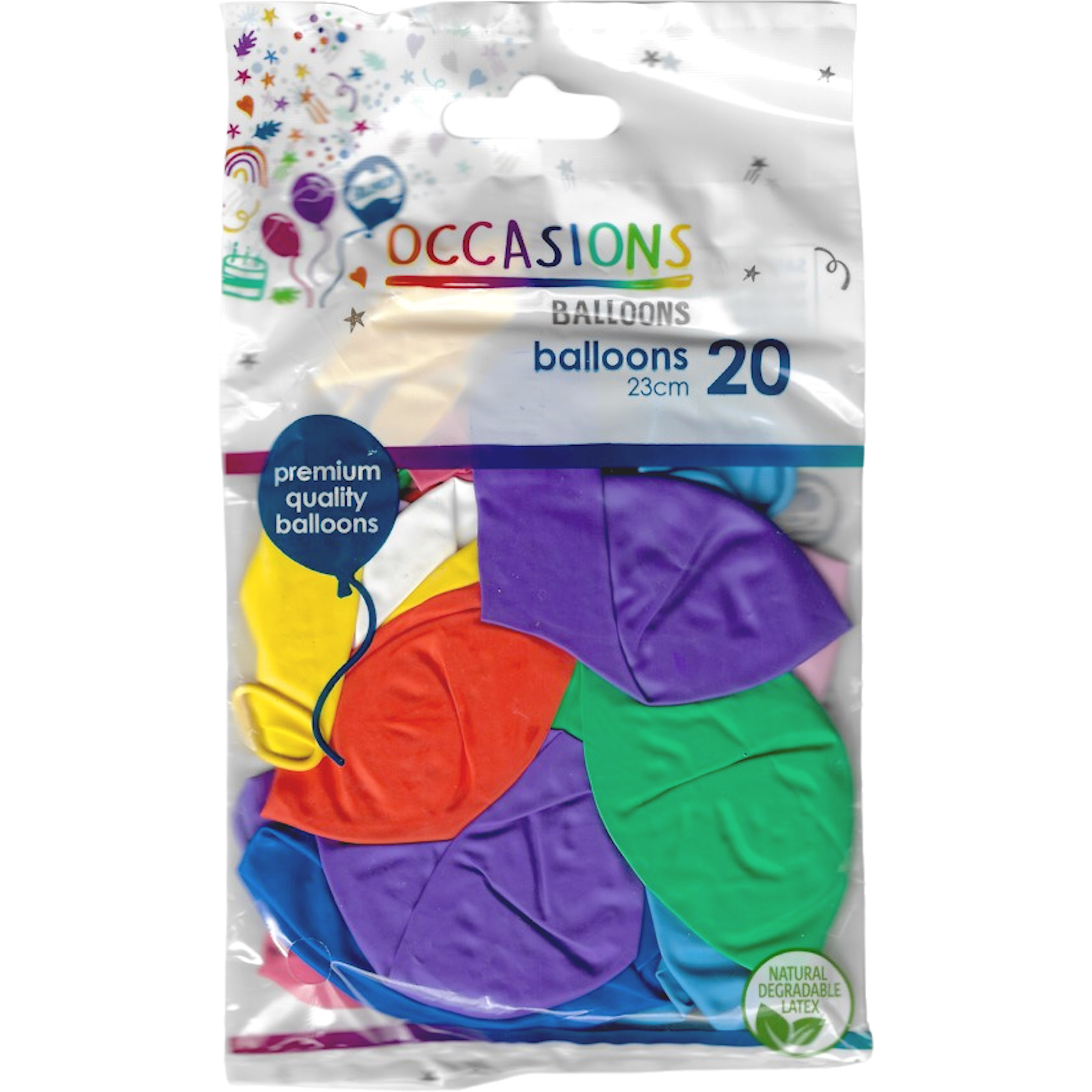 Assorted Coloured Balloons 23cm (Pack of 20) | Discount Party Supplies ...