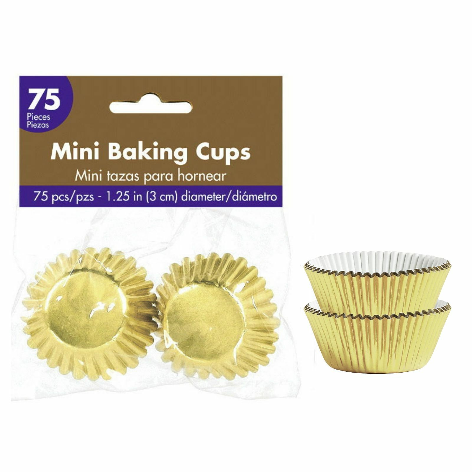 Gold Metallic Mini 3cm Baking Cups (Pack of 75) - Discount Party Supplies
