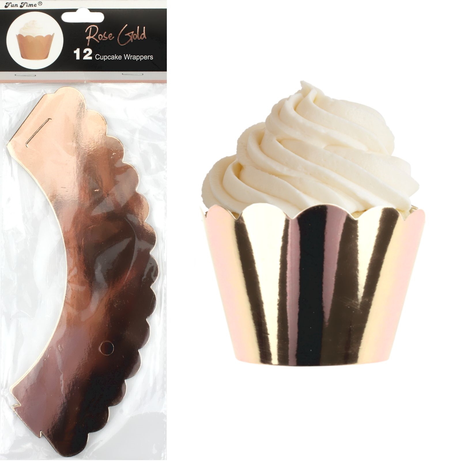 Rose Gold Foil Cupcake Wrappers (Pack of 12) - Discount Party Supplies