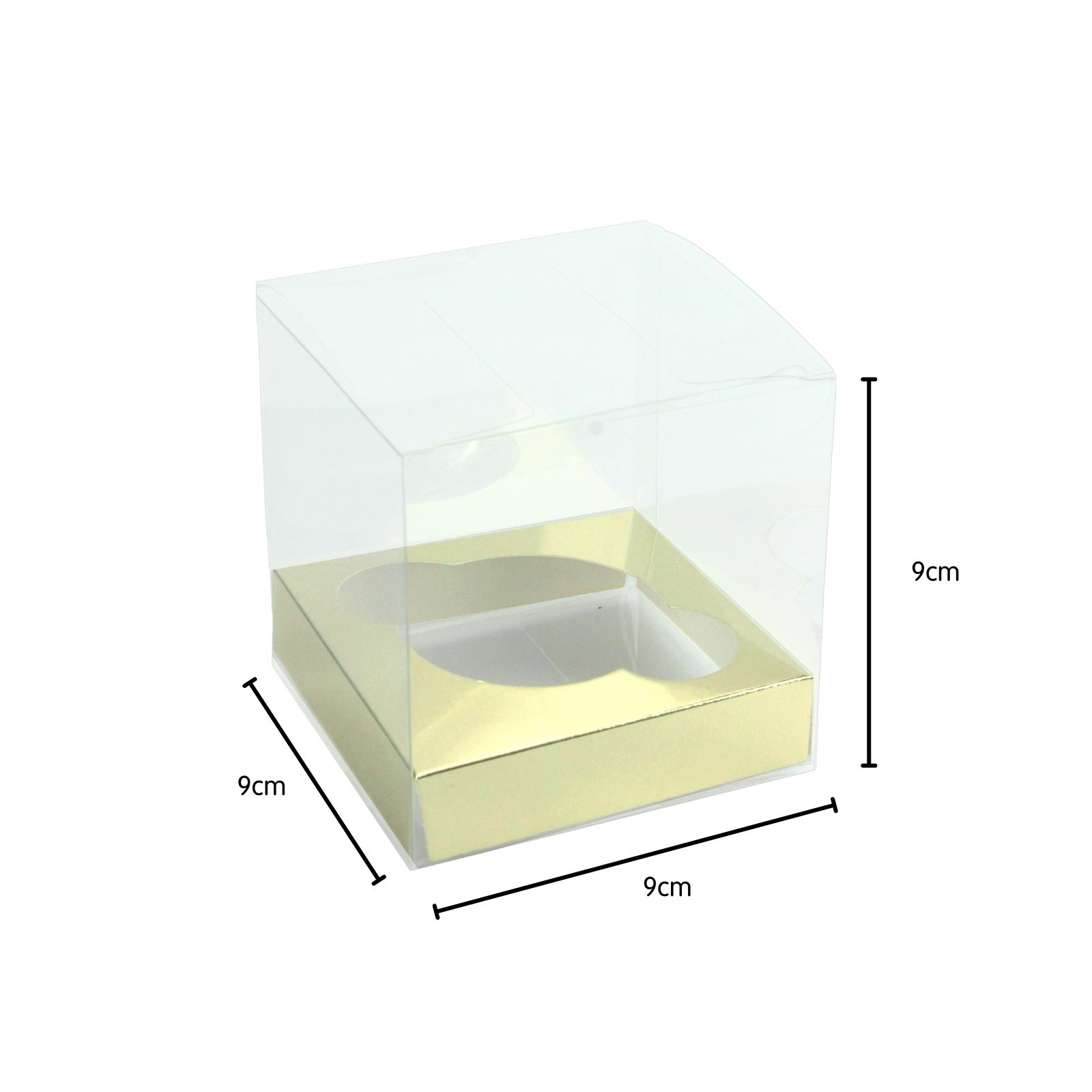Clear Square Cake and Cupcake Boxes with Gold Inserts 9cm (Pack of 4 ...