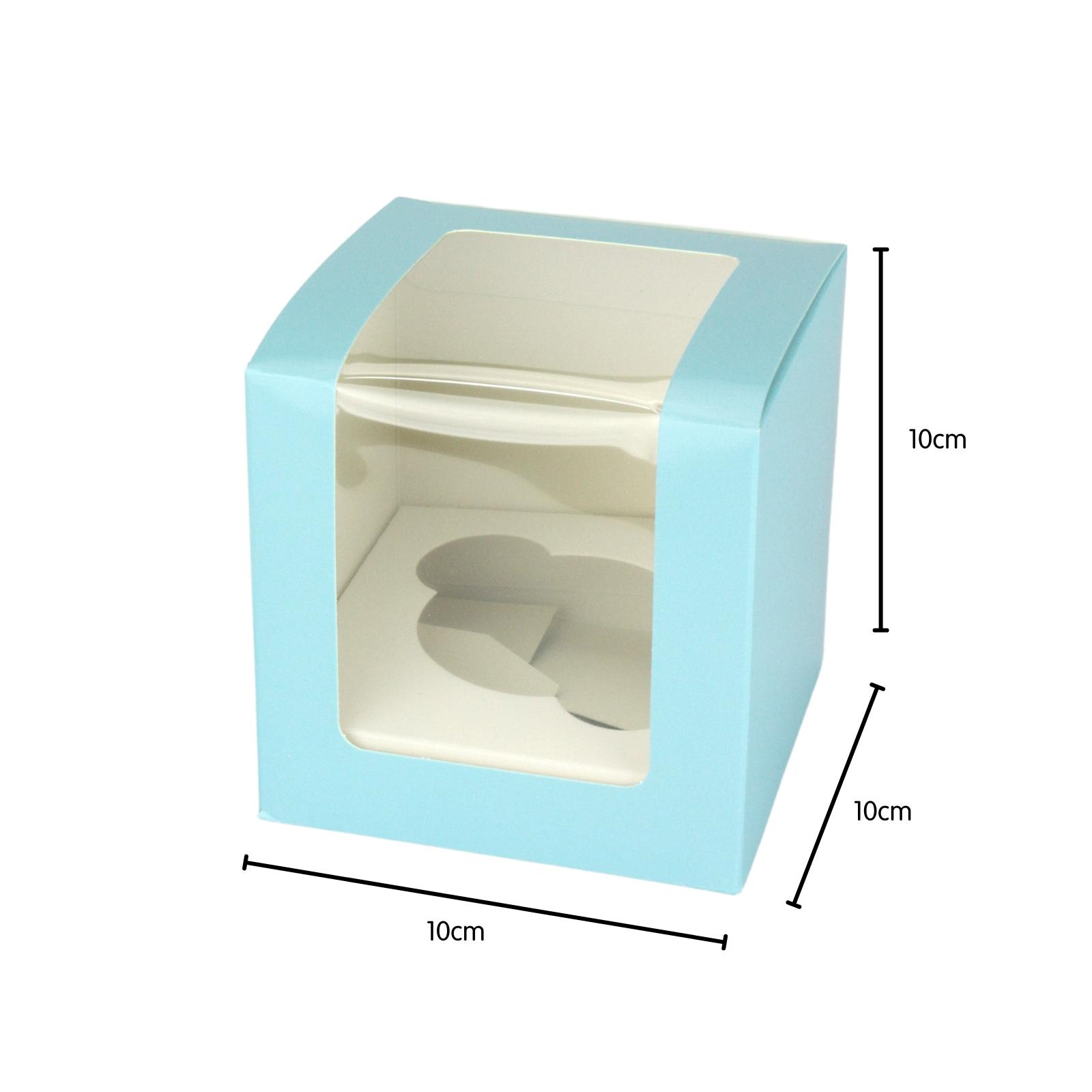 Light Blue Cupcake Boxes with Window 10cm (Pack of 4) | Discount Party ...