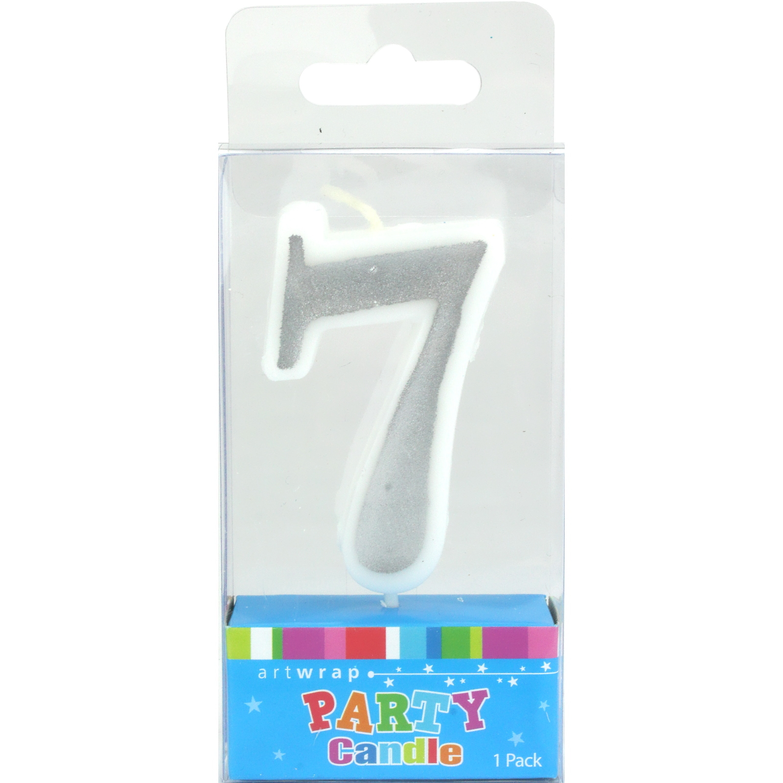 Silver Accent Number 7 Candle | Silver Party Supplies | Coloured Party ...