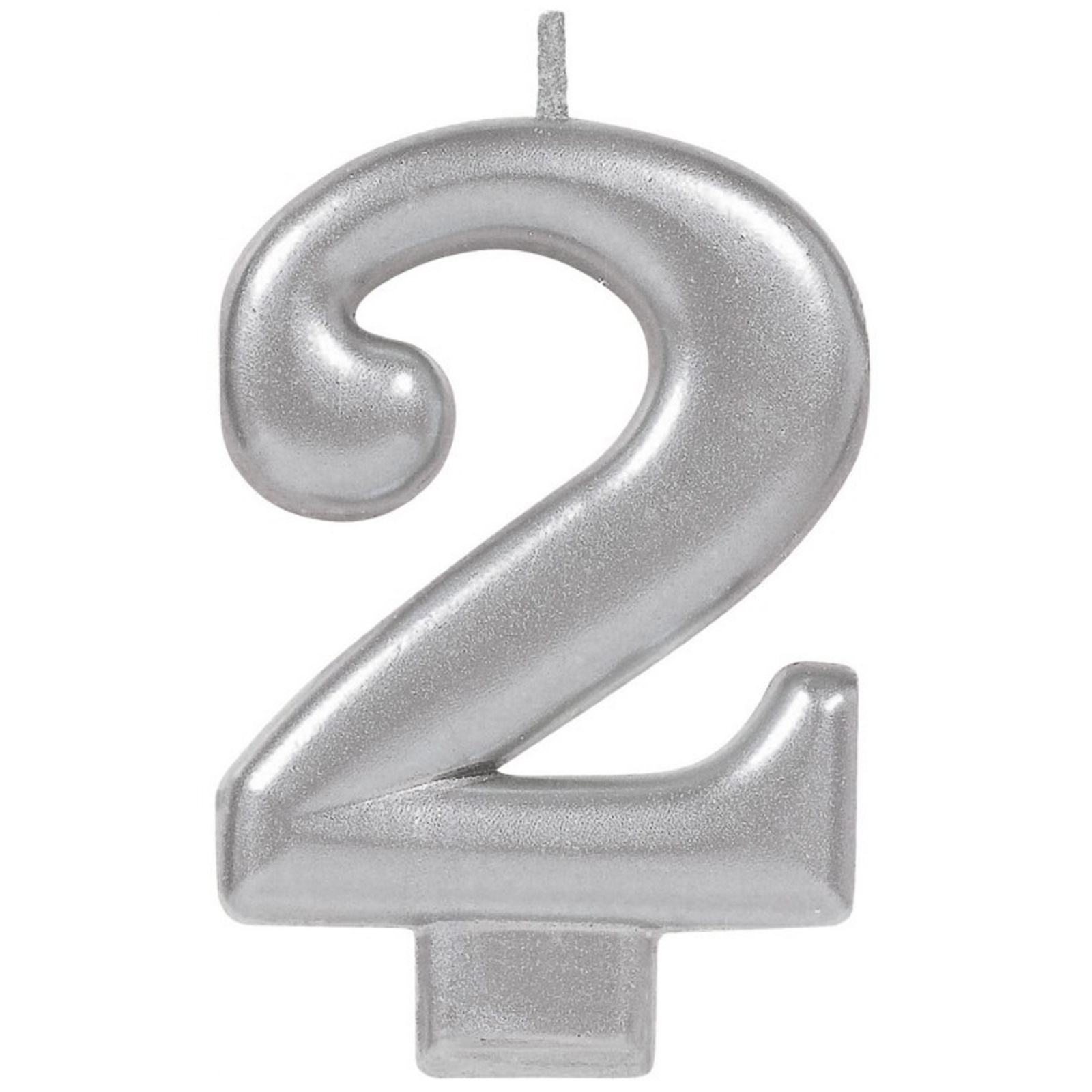 Metallic Silver Number 2 Candle - Discount Party Supplies