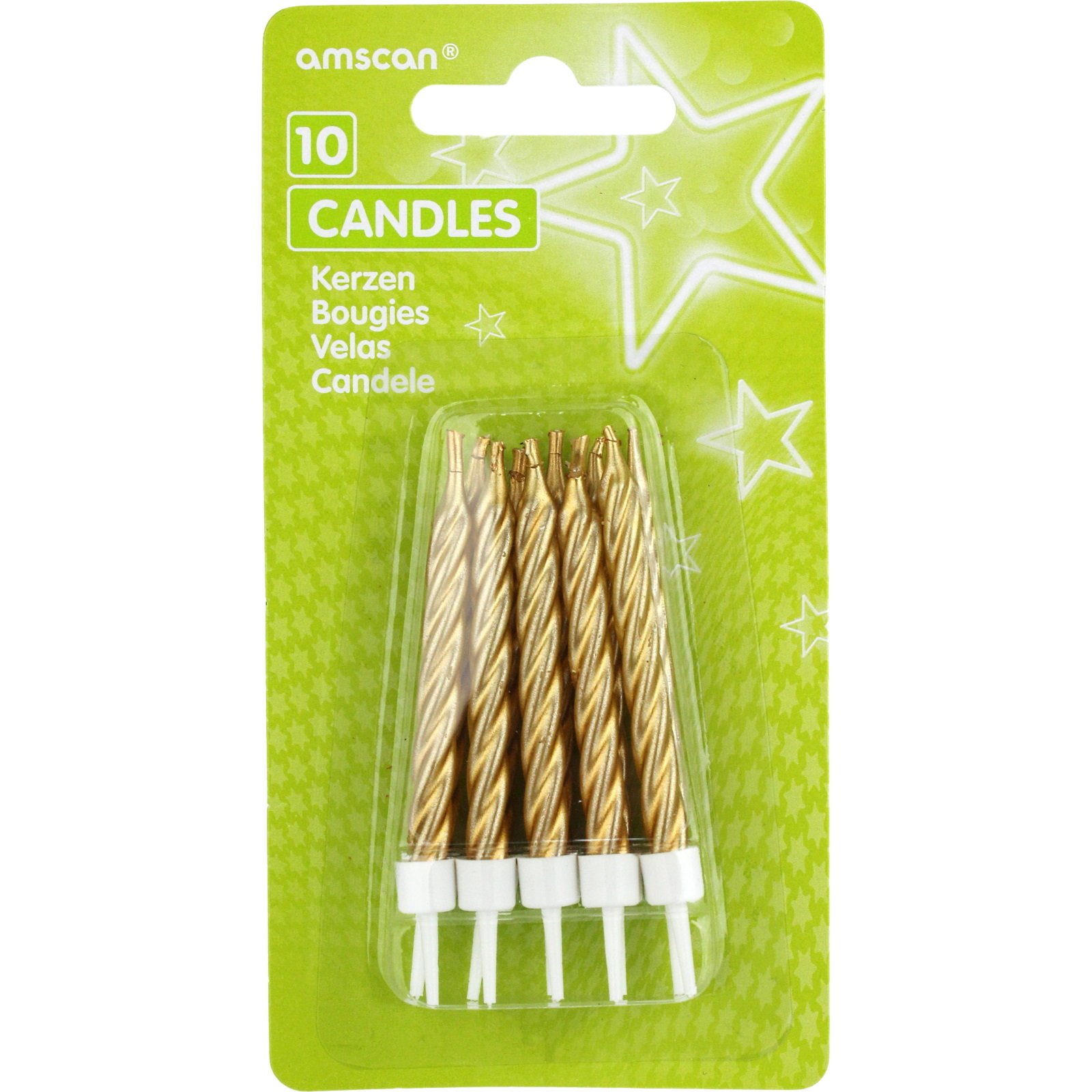 Gold Metallic Spiral Candles (Pack of 10) - Discount Party Supplies