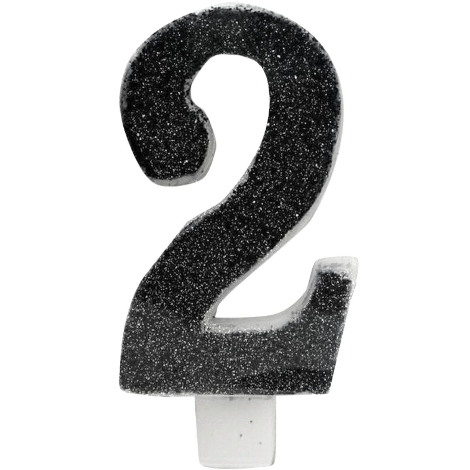 Black Glitter Accent Number 2 Candle - Discount Party Supplies