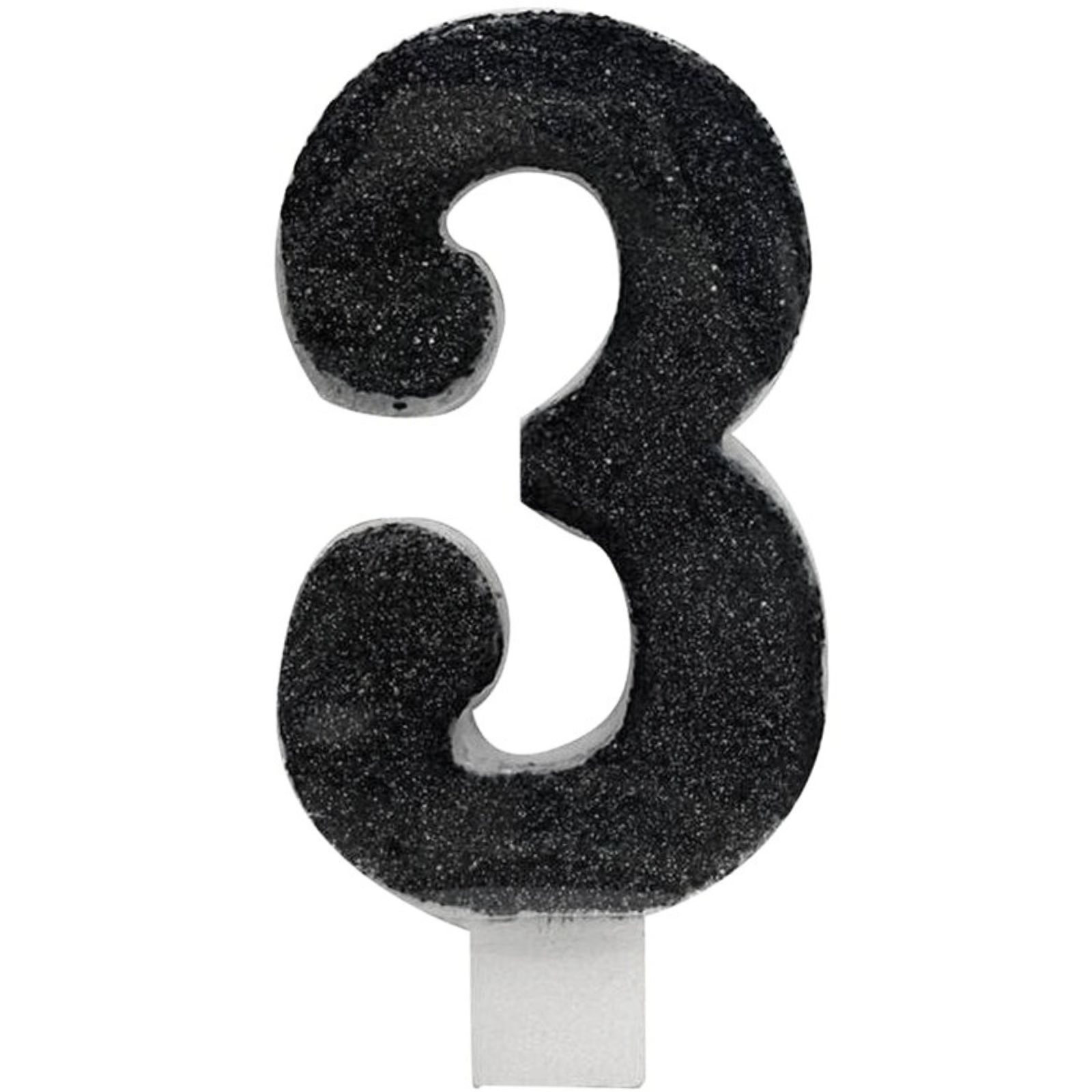 Black Glitter Accent Number 3 Candle - Discount Party Supplies