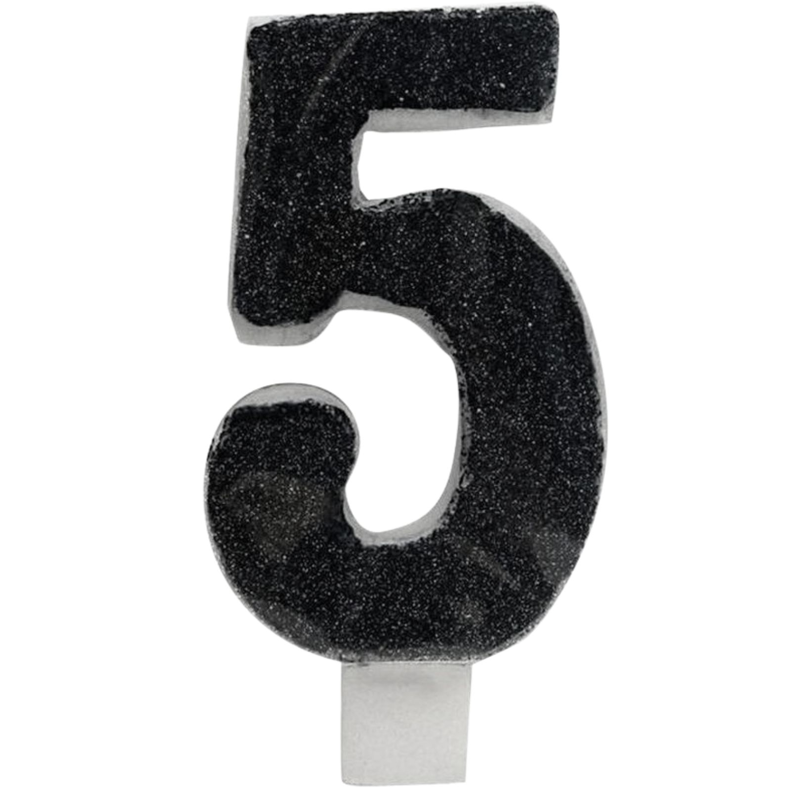 Black Glitter Accent Number 5 Candle - Discount Party Supplies