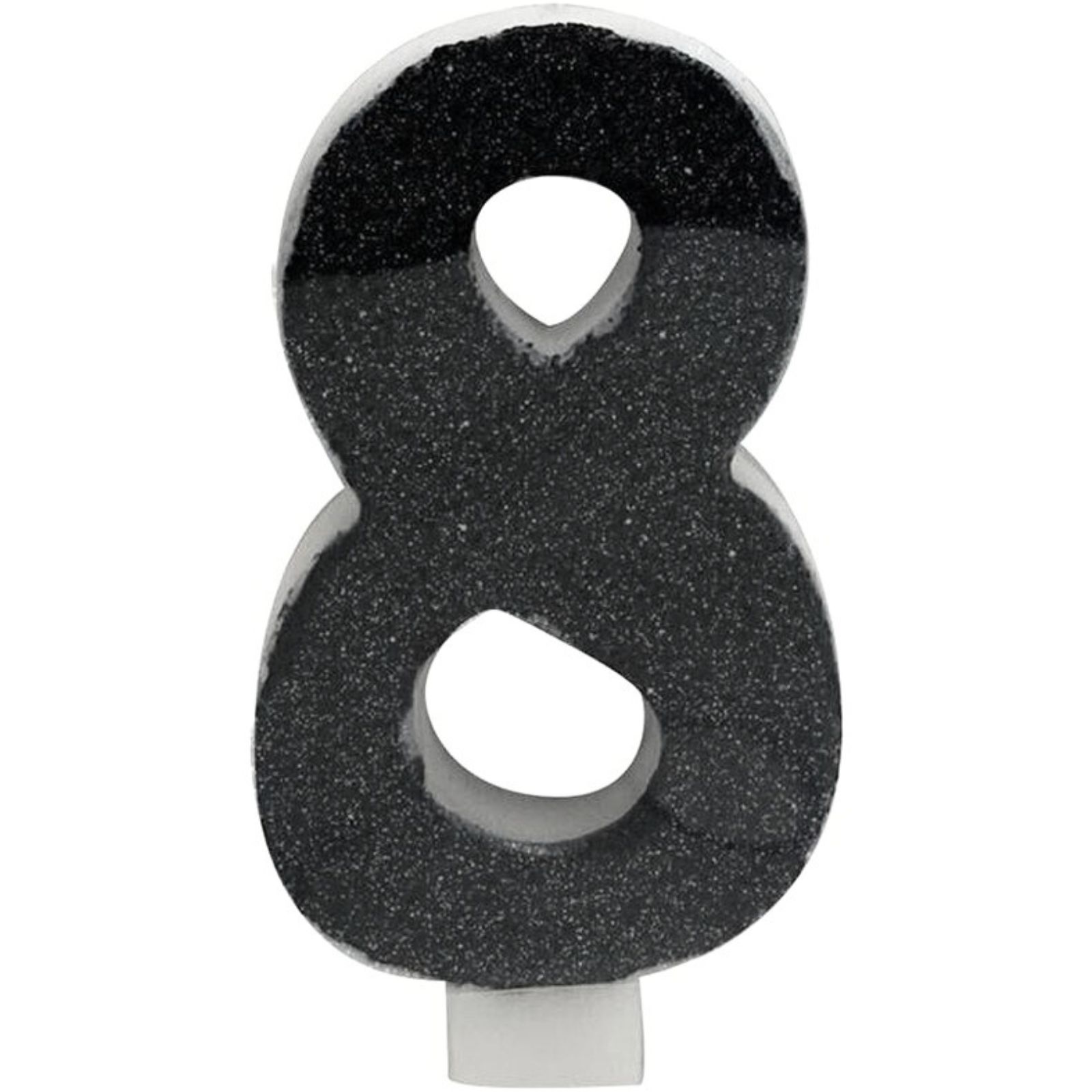 Black Glitter Accent Number 8 Candle - Discount Party Supplies