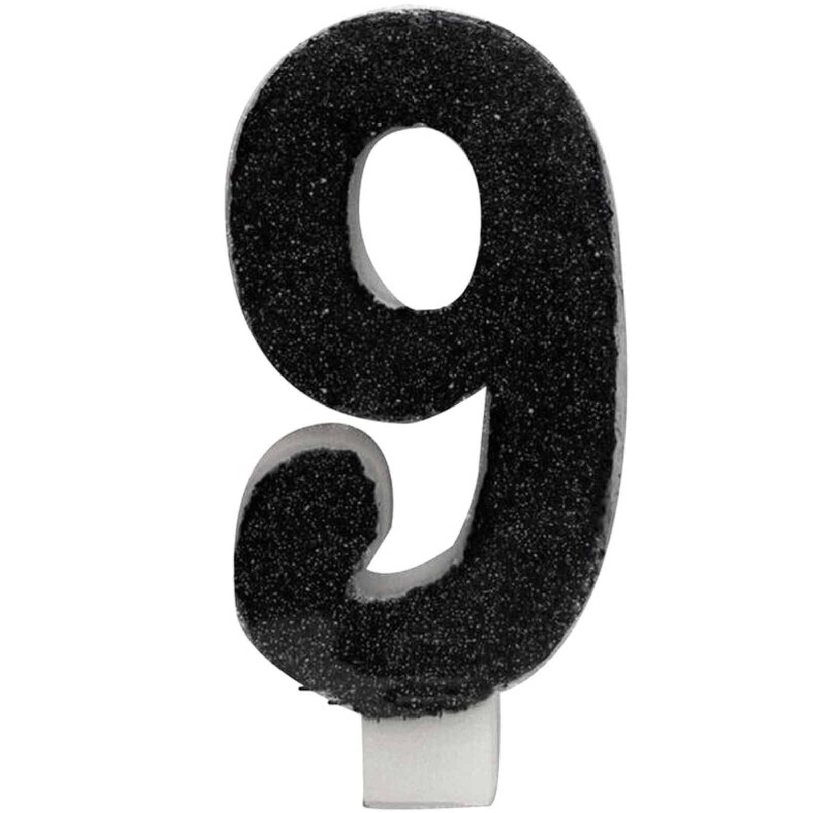 Black Glitter Accent Number 9 Candle - Discount Party Supplies