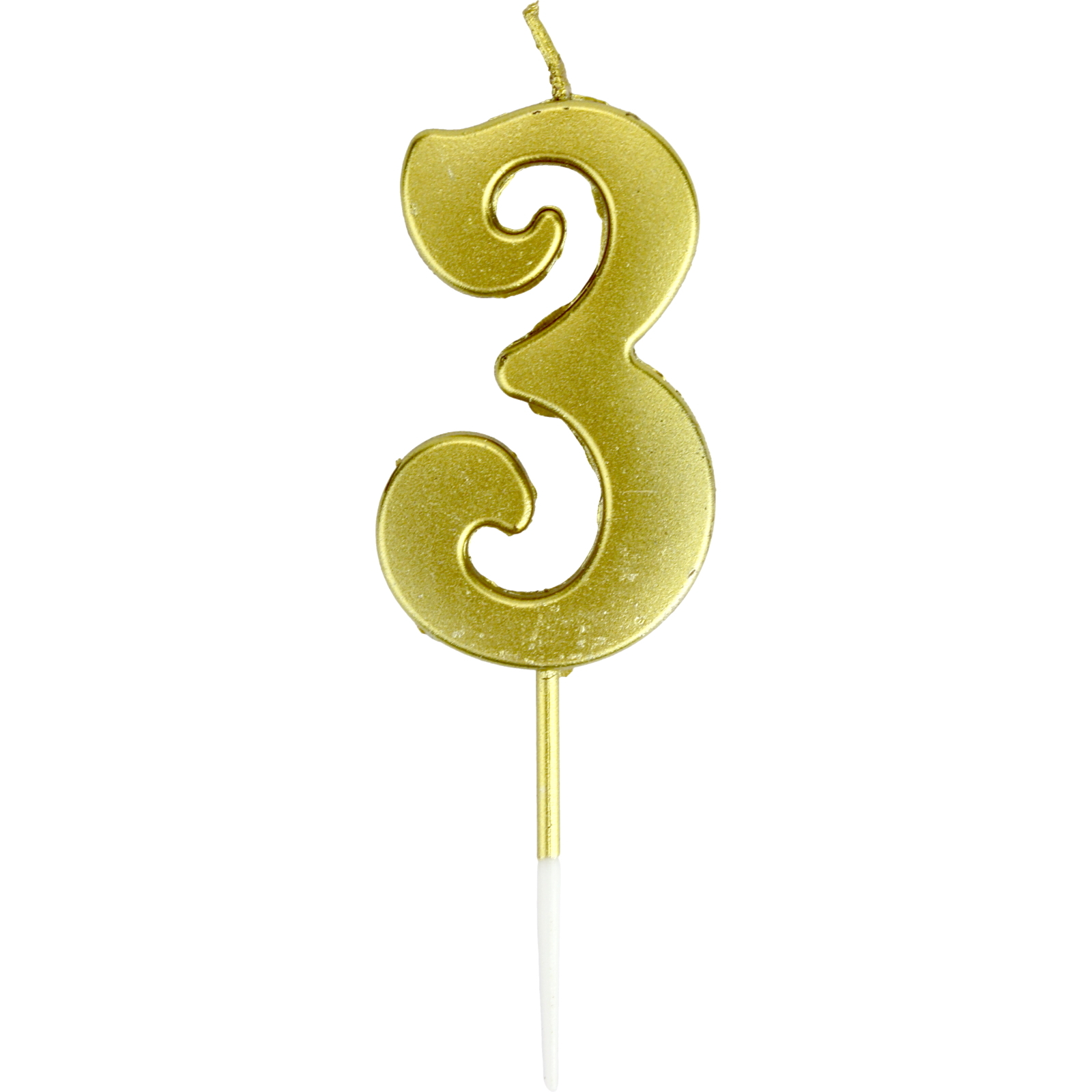 Gold Decorative Number 3 Candle - Discount Party Supplies
