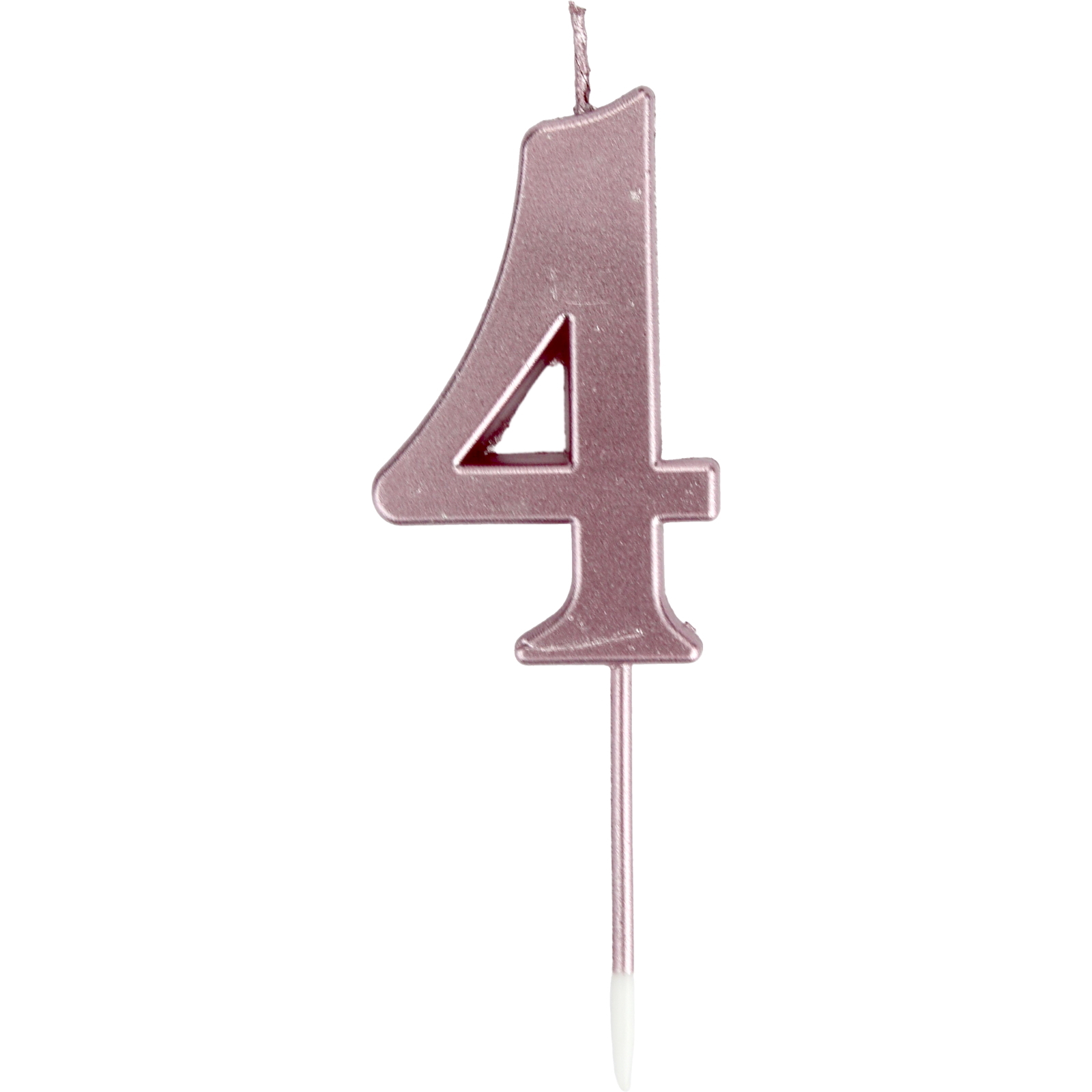 Pink Rose Gold Decorative Number 4 Candle - Discount Party Supplies