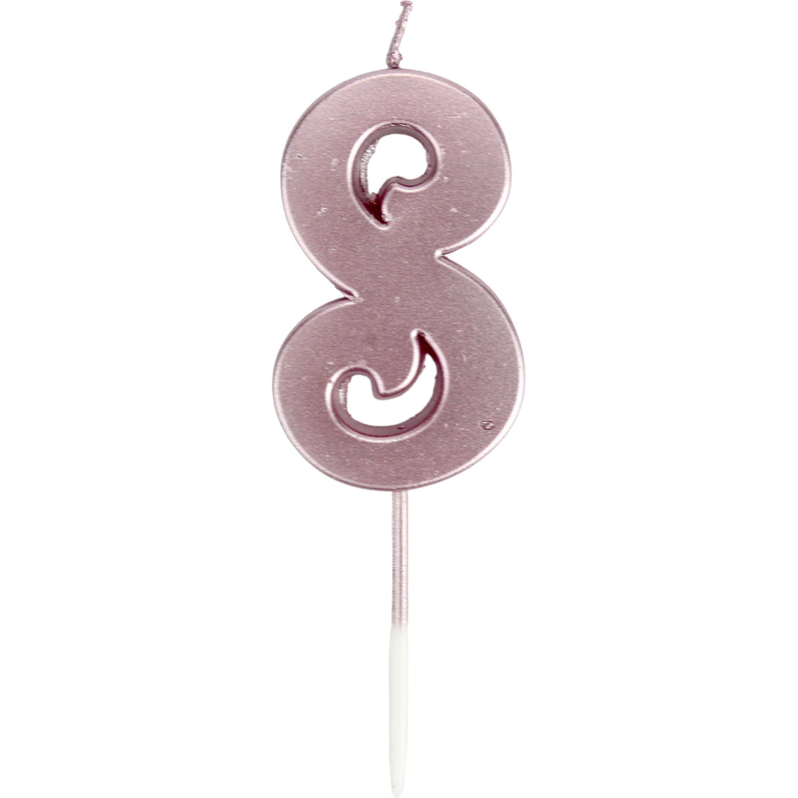 Pink Rose Gold Decorative Number 8 Candle - Discount Party Supplies