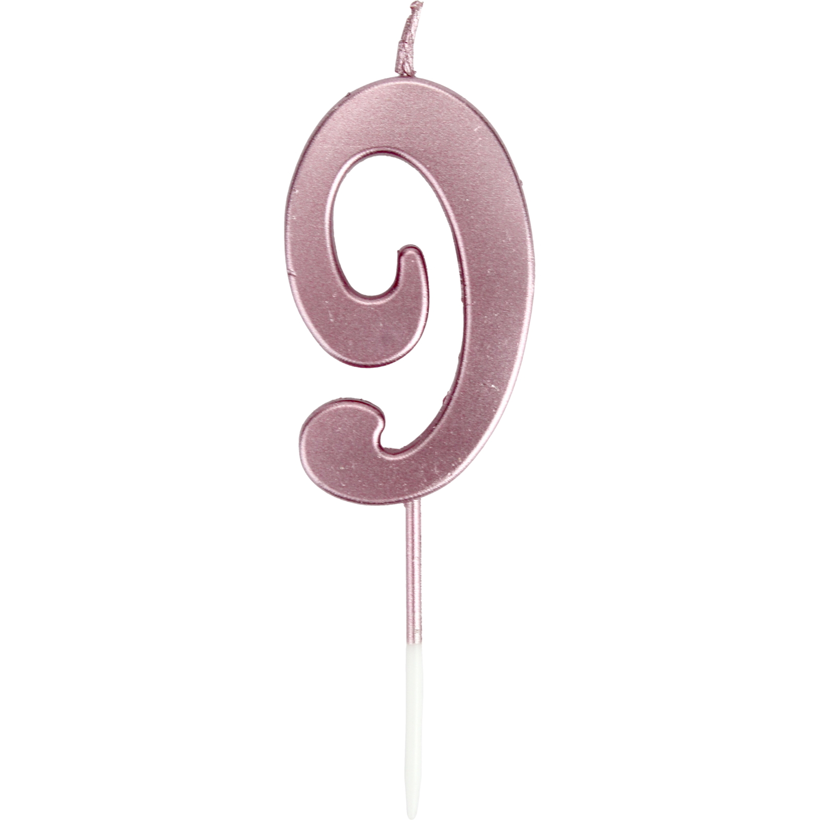 Pink Rose Gold Decorative Number 9 Candle - Discount Party Supplies