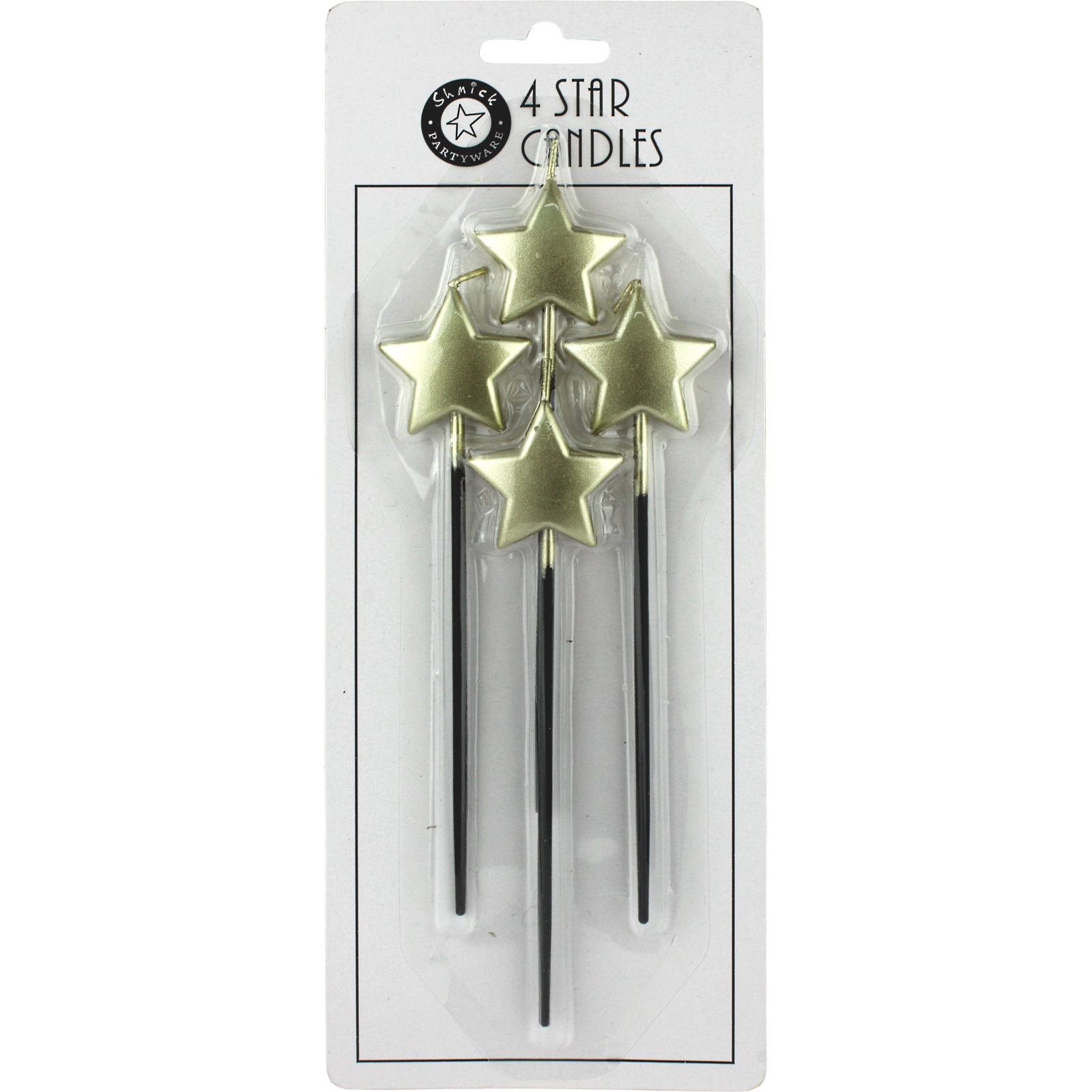 Gold Metallic Star Candles (Pack of 4) - Discount Party Supplies