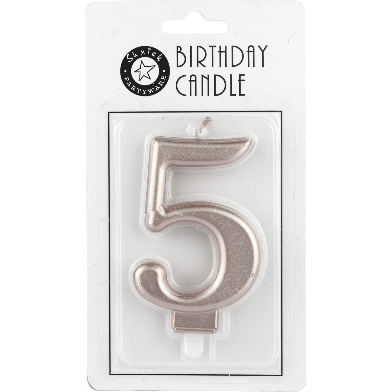 Metallic Light Rose Gold Number 5 Candle - Discount Party Supplies