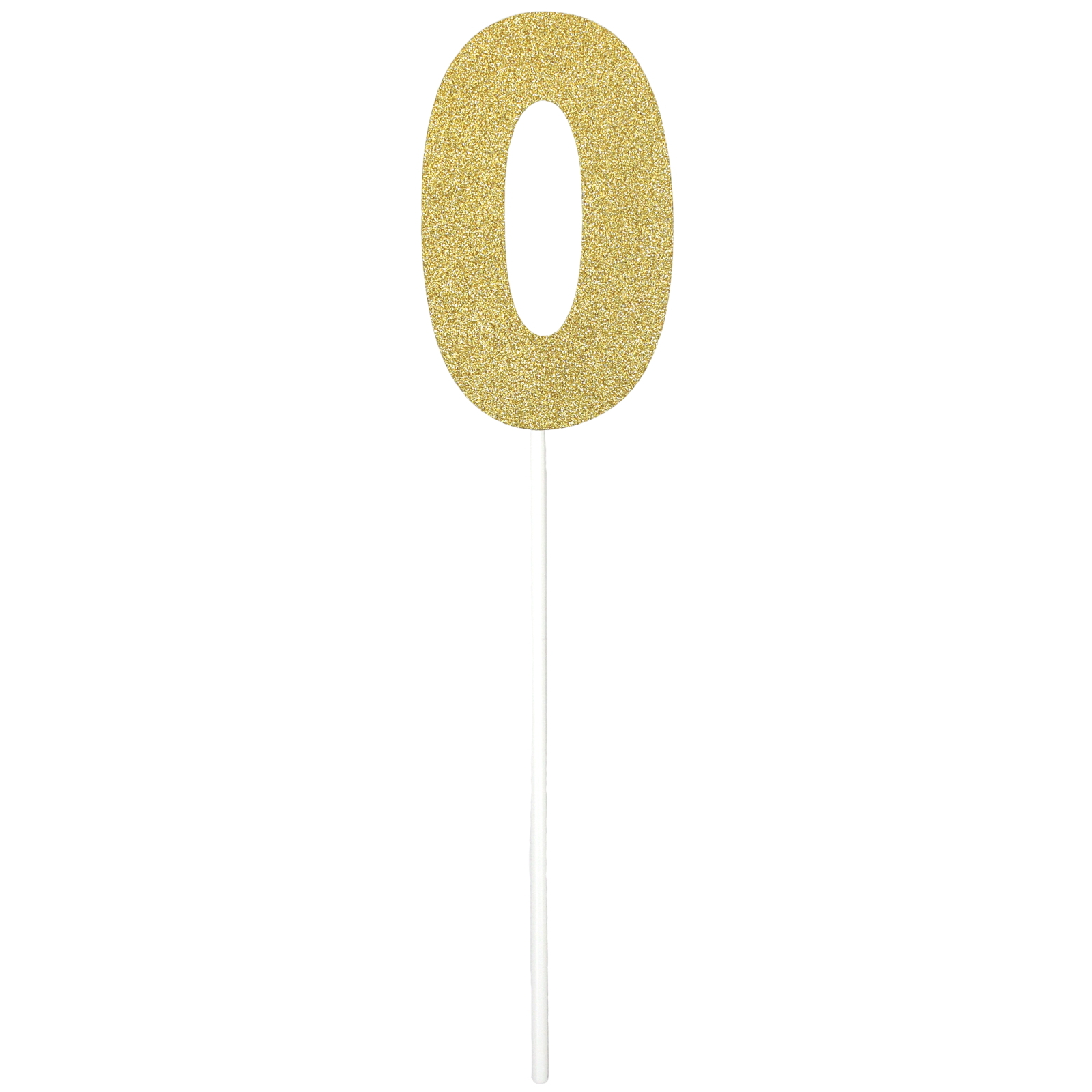 Gold Glitter Number 0 Cake Topper - Discount Party Supplies