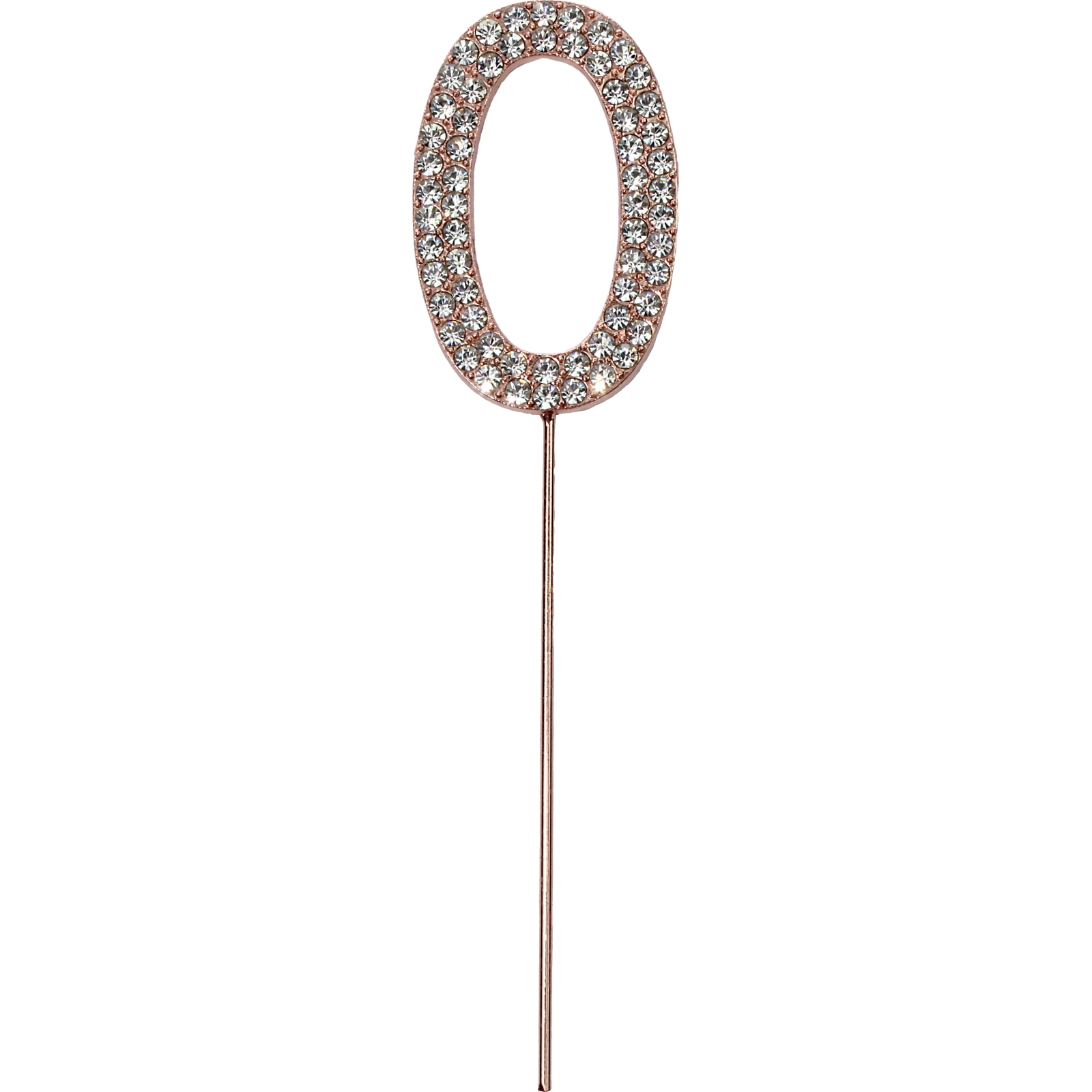 Rose Gold & Diamante Number 0 Cake Topper - Discount Party Supplies