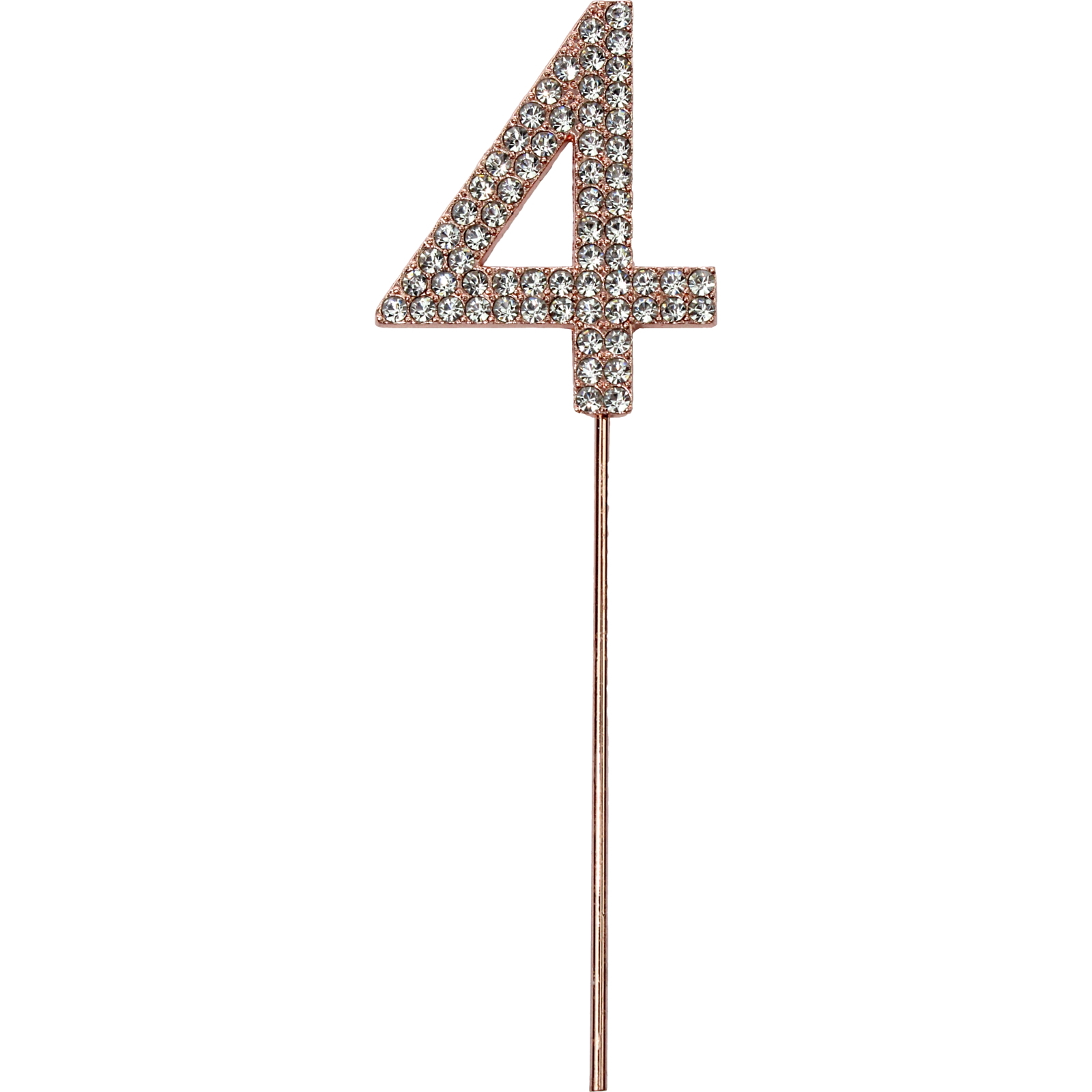Rose Gold & Diamante Number 4 Cake Topper - Discount Party Supplies