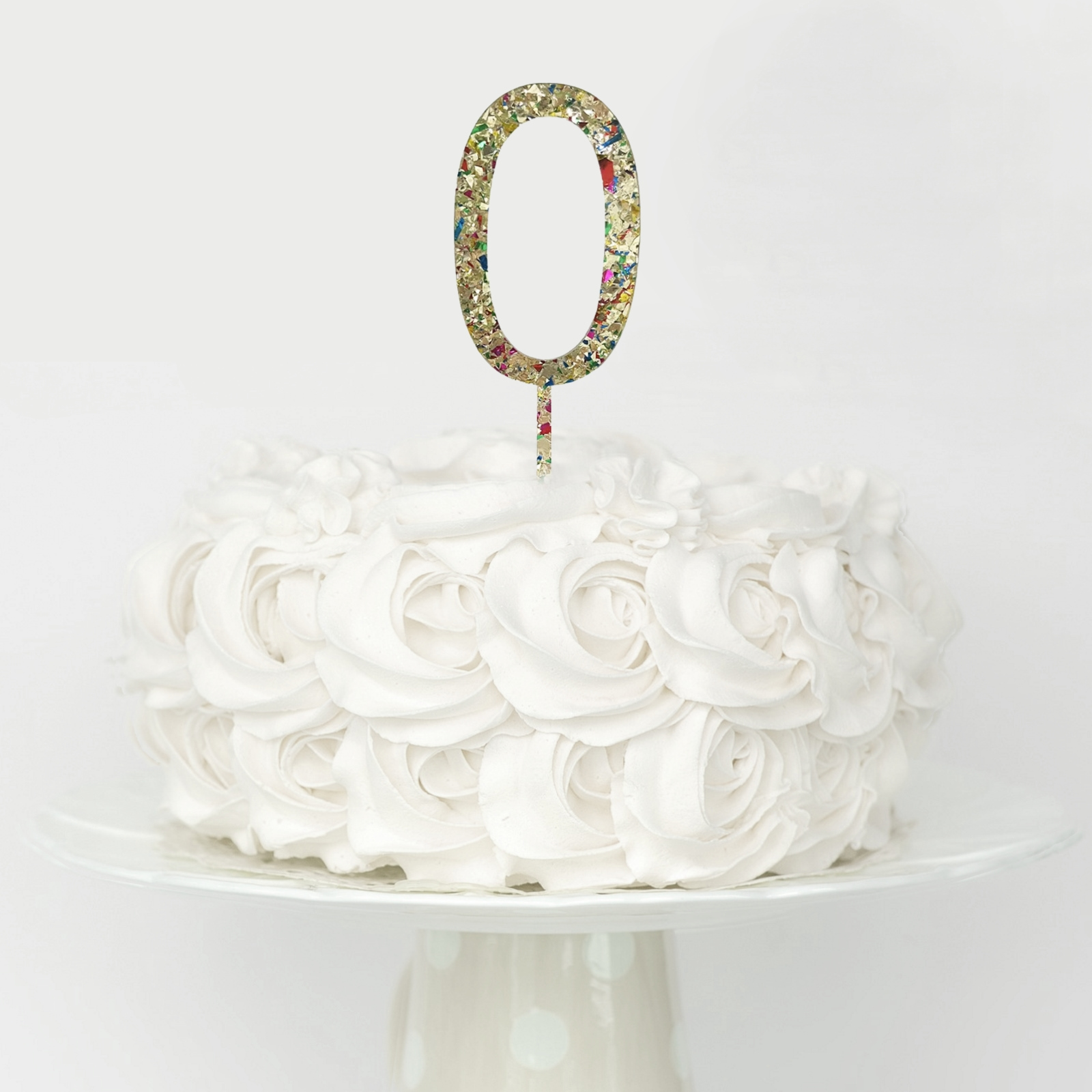Gold Rainbow Glitter Acrylic Number 0 Cake Topper | Discount Party ...