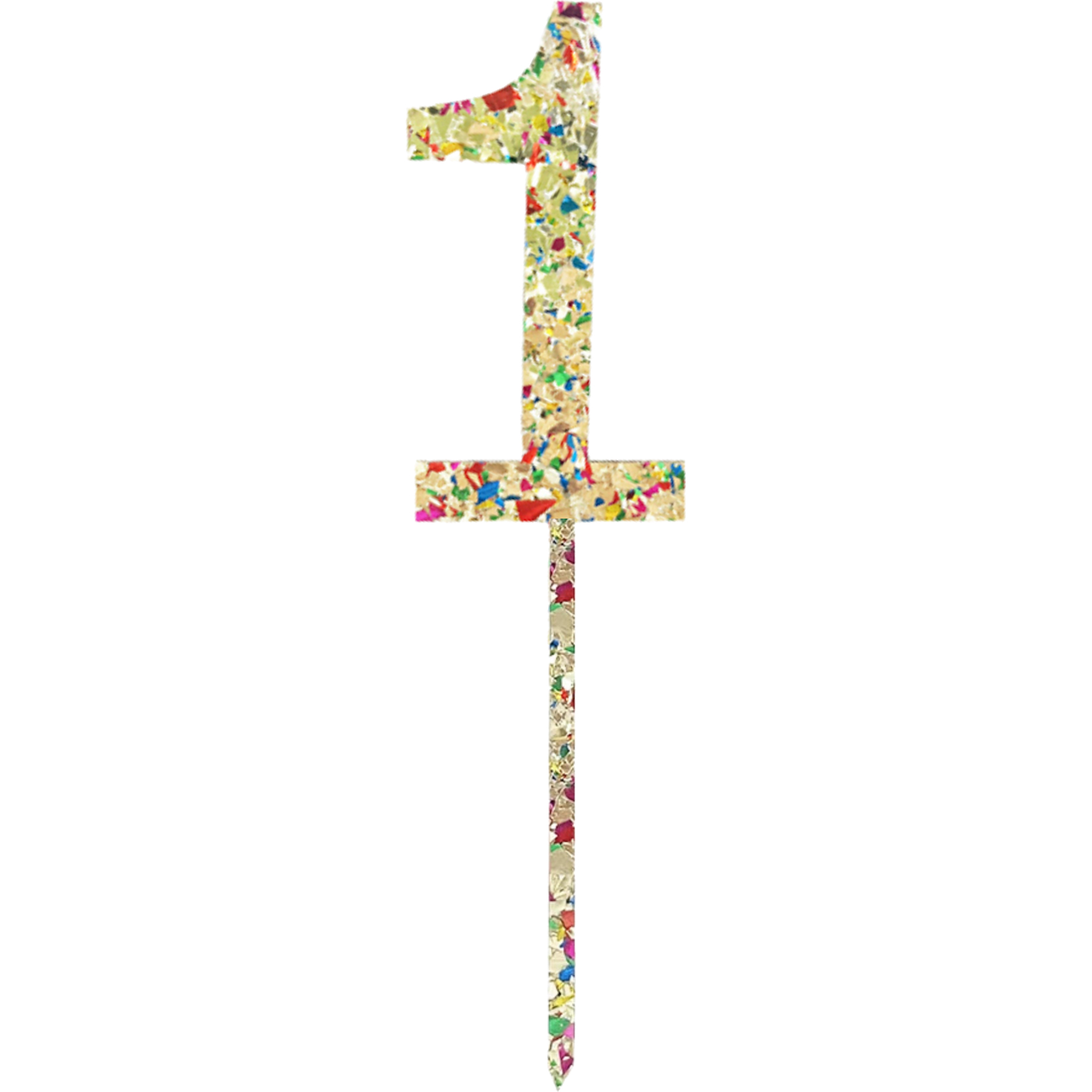Gold Rainbow Glitter Acrylic Number 1 Cake Topper - Discount Party Supplies