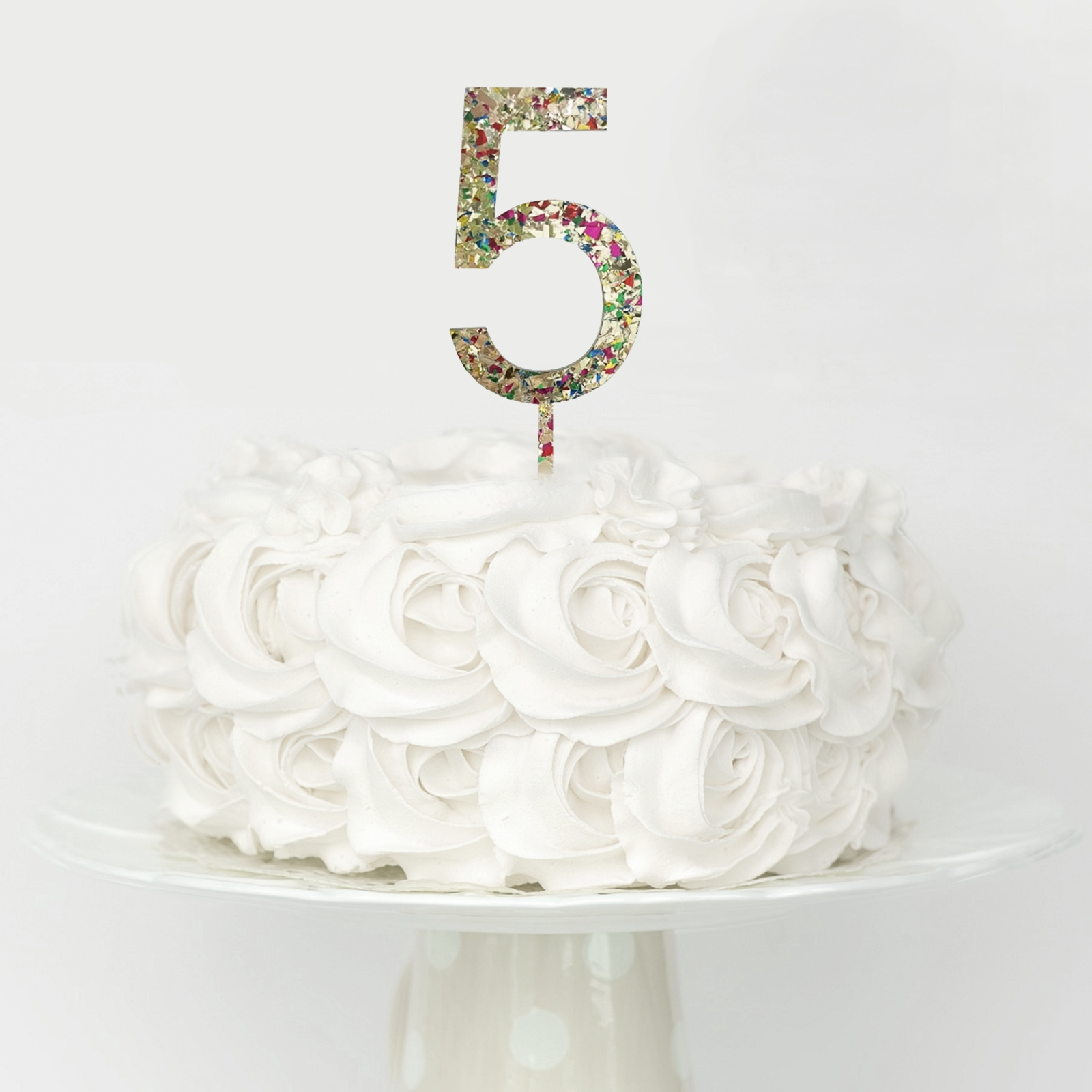 Gold Rainbow Glitter Acrylic Number 5 Cake Topper | Discount Party ...