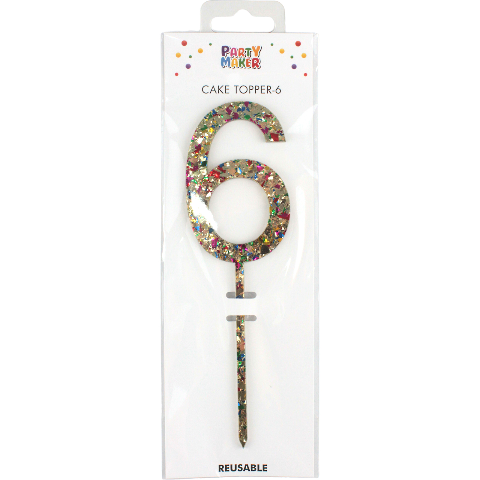 Gold Rainbow Glitter Acrylic Number 6 Cake Topper | Discount Party ...