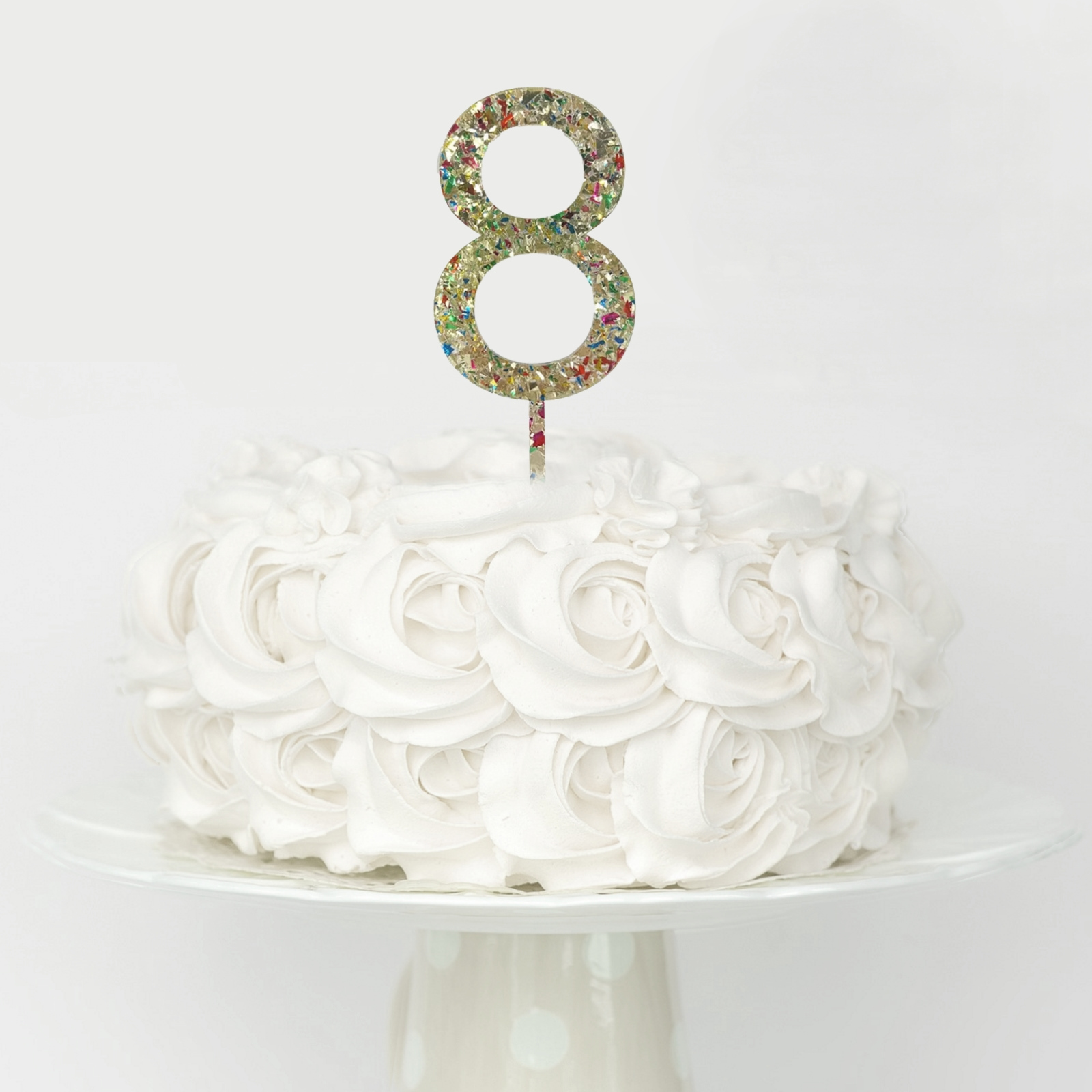 Gold Rainbow Glitter Acrylic Number 8 Cake Topper | Discount Party ...