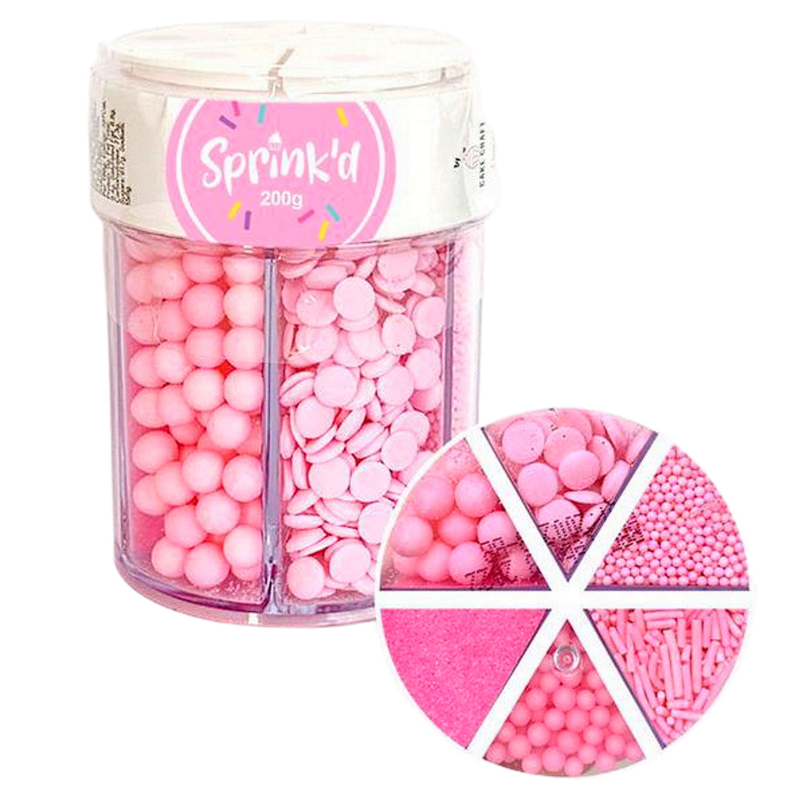 Sprink'd Light Pink 6 Section Mixed Sprinkle Jar - Discount Party Supplies