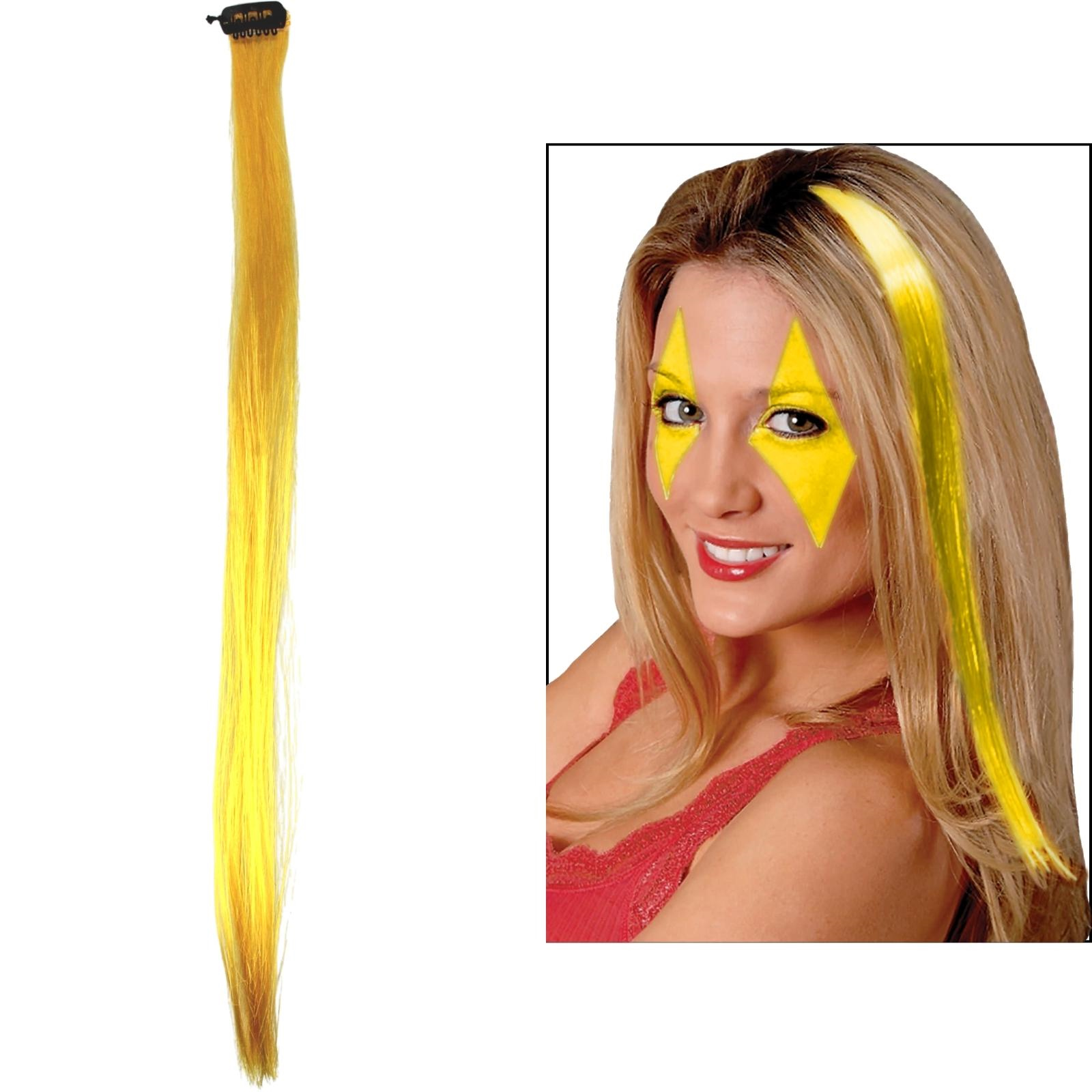 Yellow Clip In Hair Extension - Discount Party Supplies
