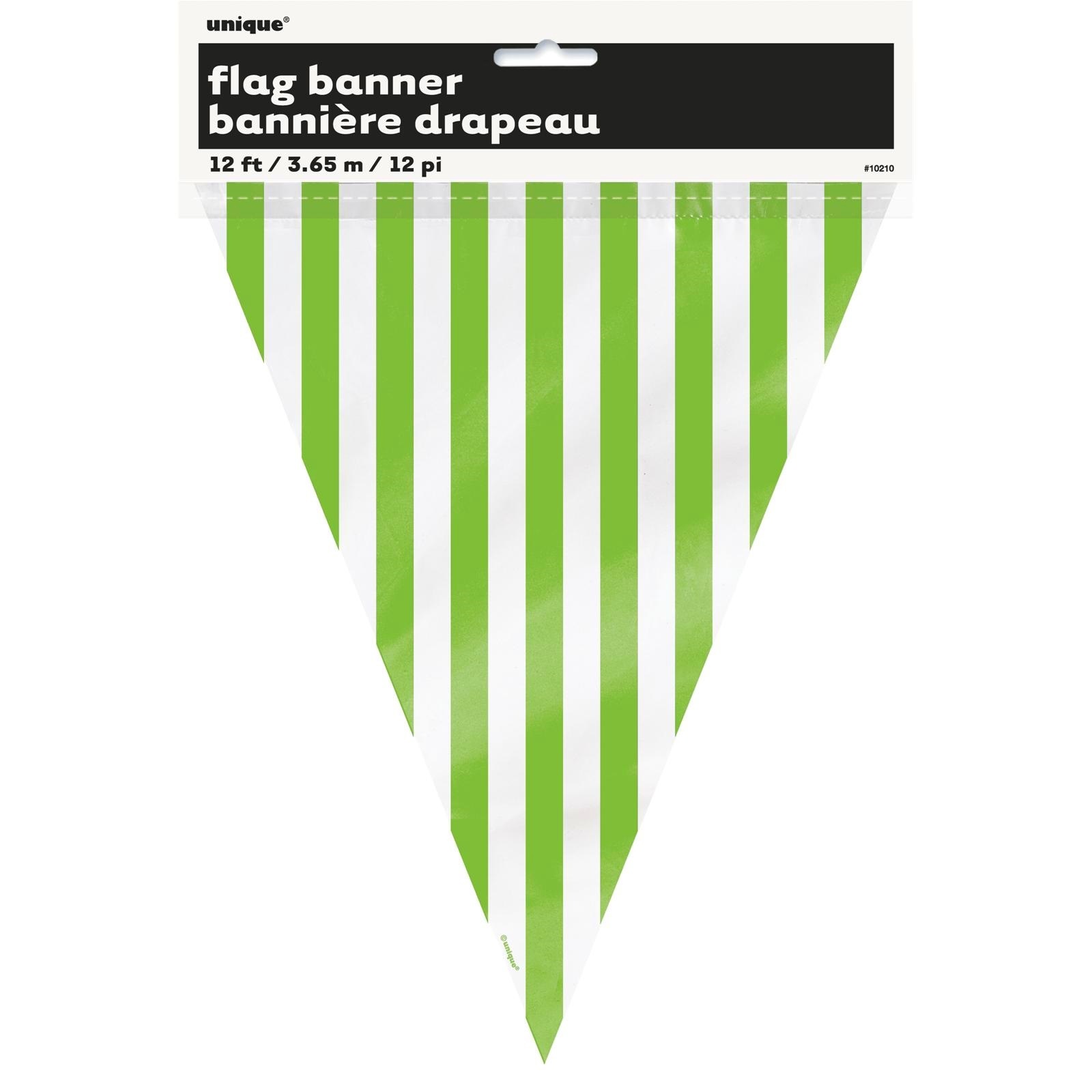 Lime Green and White Striped Flag Banner - Discount Party Supplies