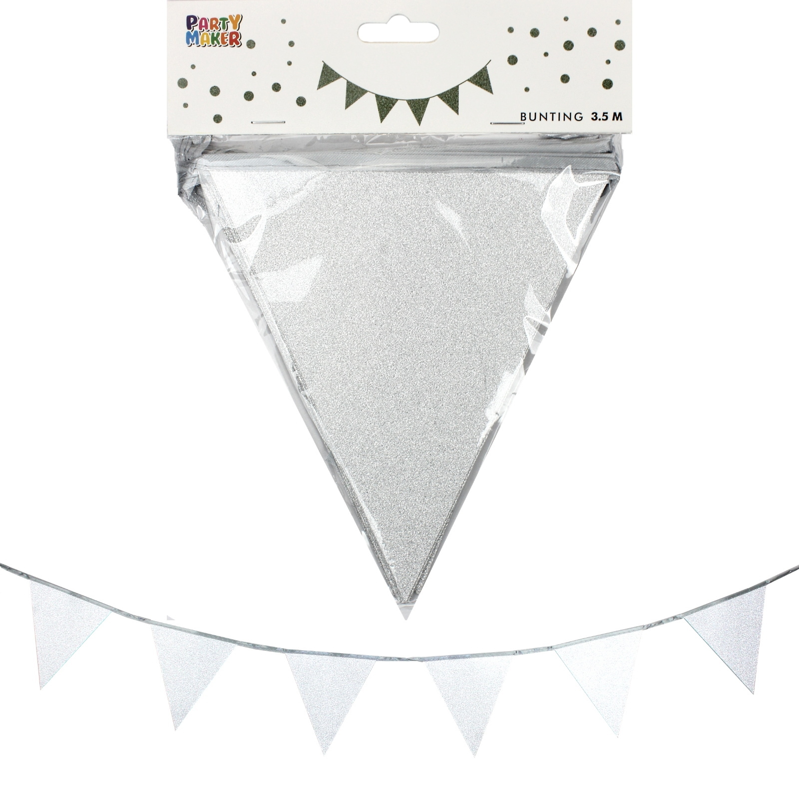 Silver Glitter Flag Banner 3.5m - Discount Party Supplies