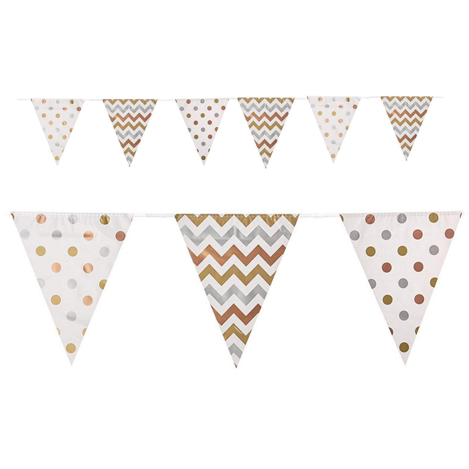 Metallic Polkadot and Chevron Pattern Flag Banner - Discount Party Supplies