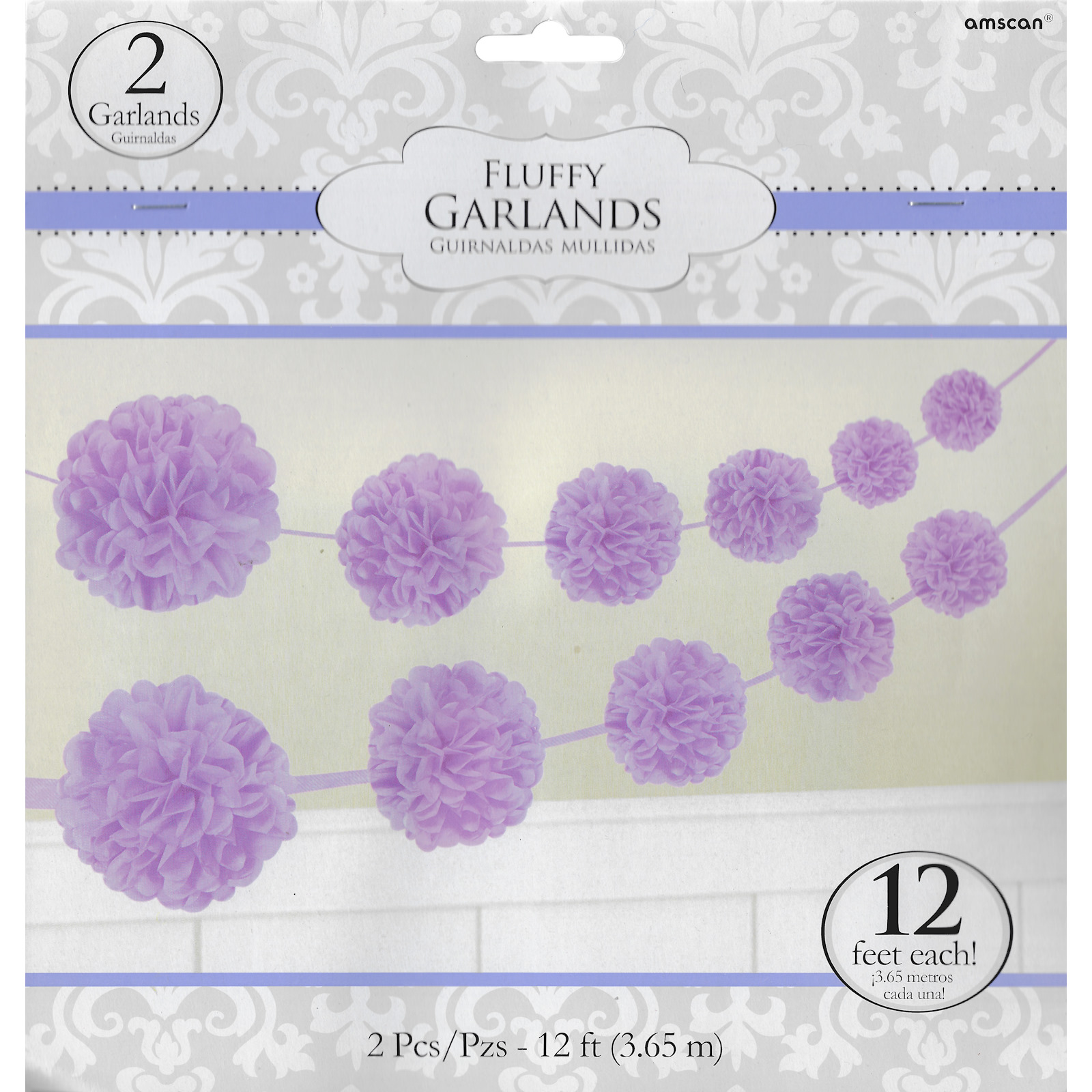 Lilac Tissue Paper Puff Ball Garland Banners (Pack of 2) | Lavender ...