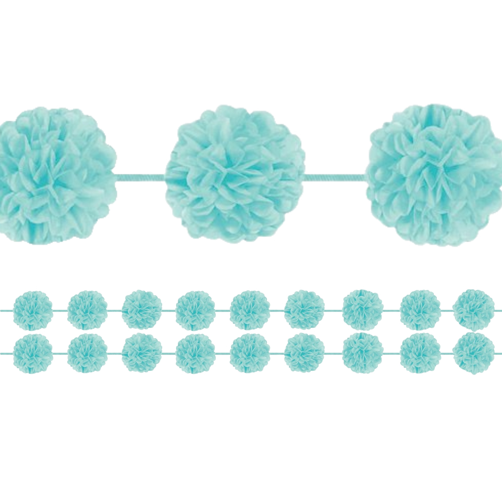 Turquoise Tissue Paper Puff Ball Garland Banners (Pack of 2) - Discount ...