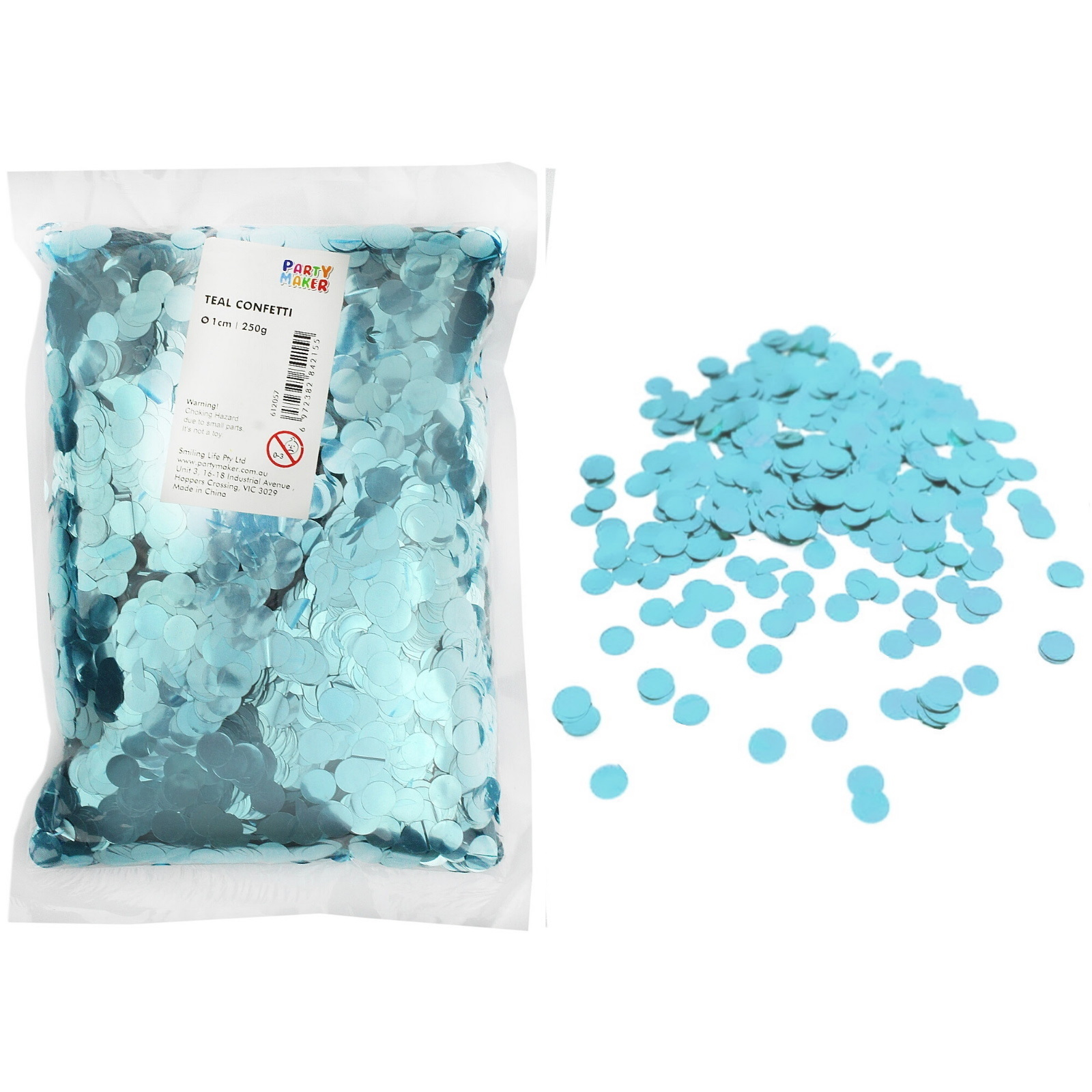Bulk Metallic Light Blue Confetti 1cm (250g) - Discount Party Supplies