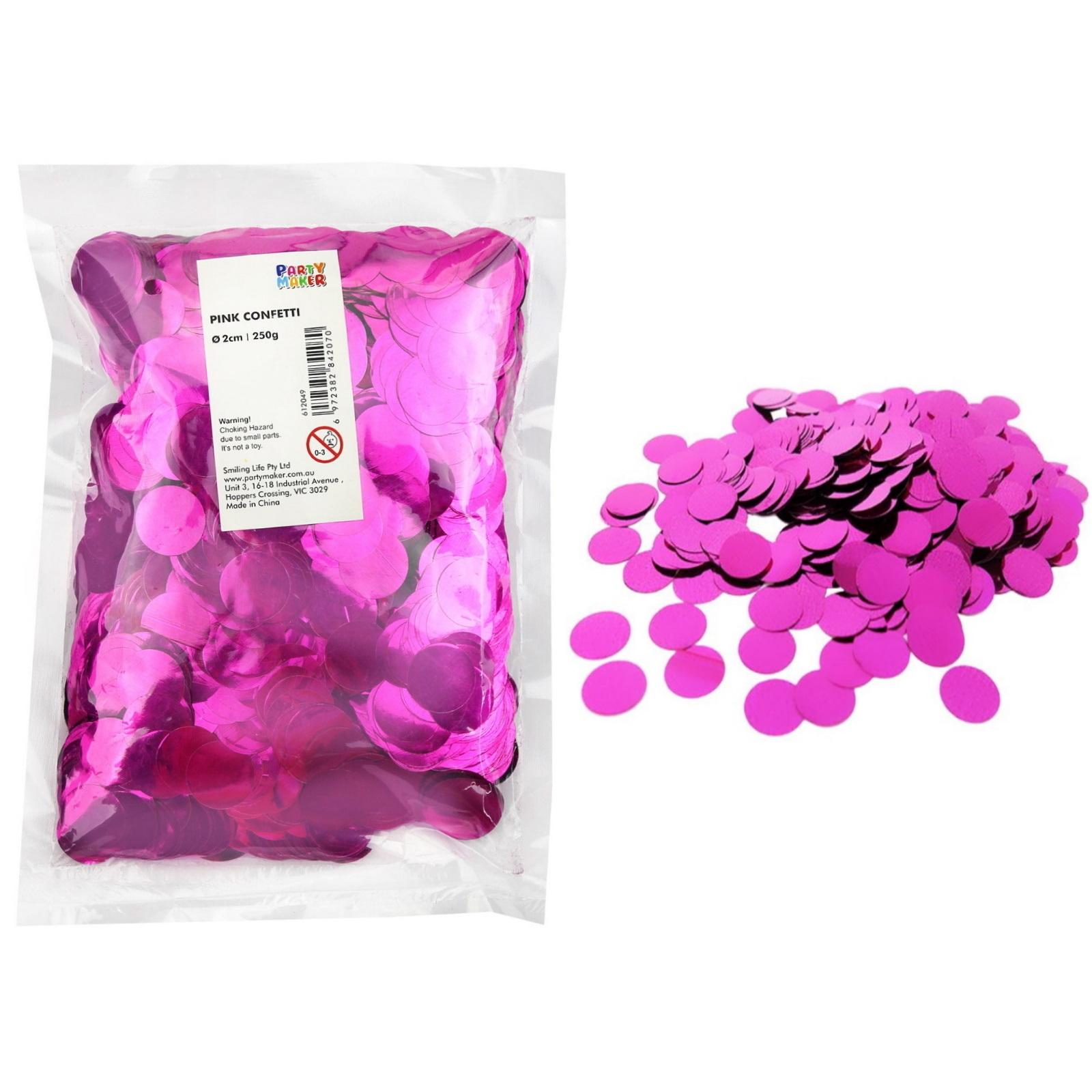 Bulk Metallic Hot Pink Confetti 2cm (250g) - Discount Party Supplies