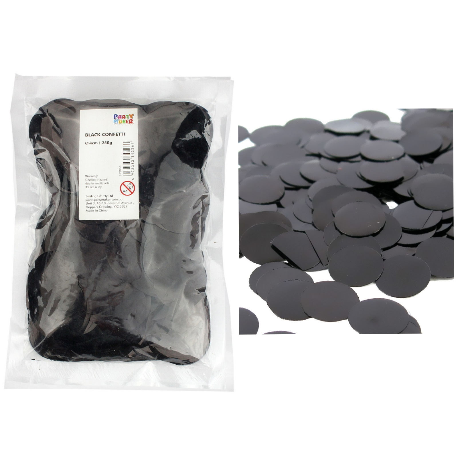 Bulk Black Confetti 4cm (250g) - Discount Party Supplies
