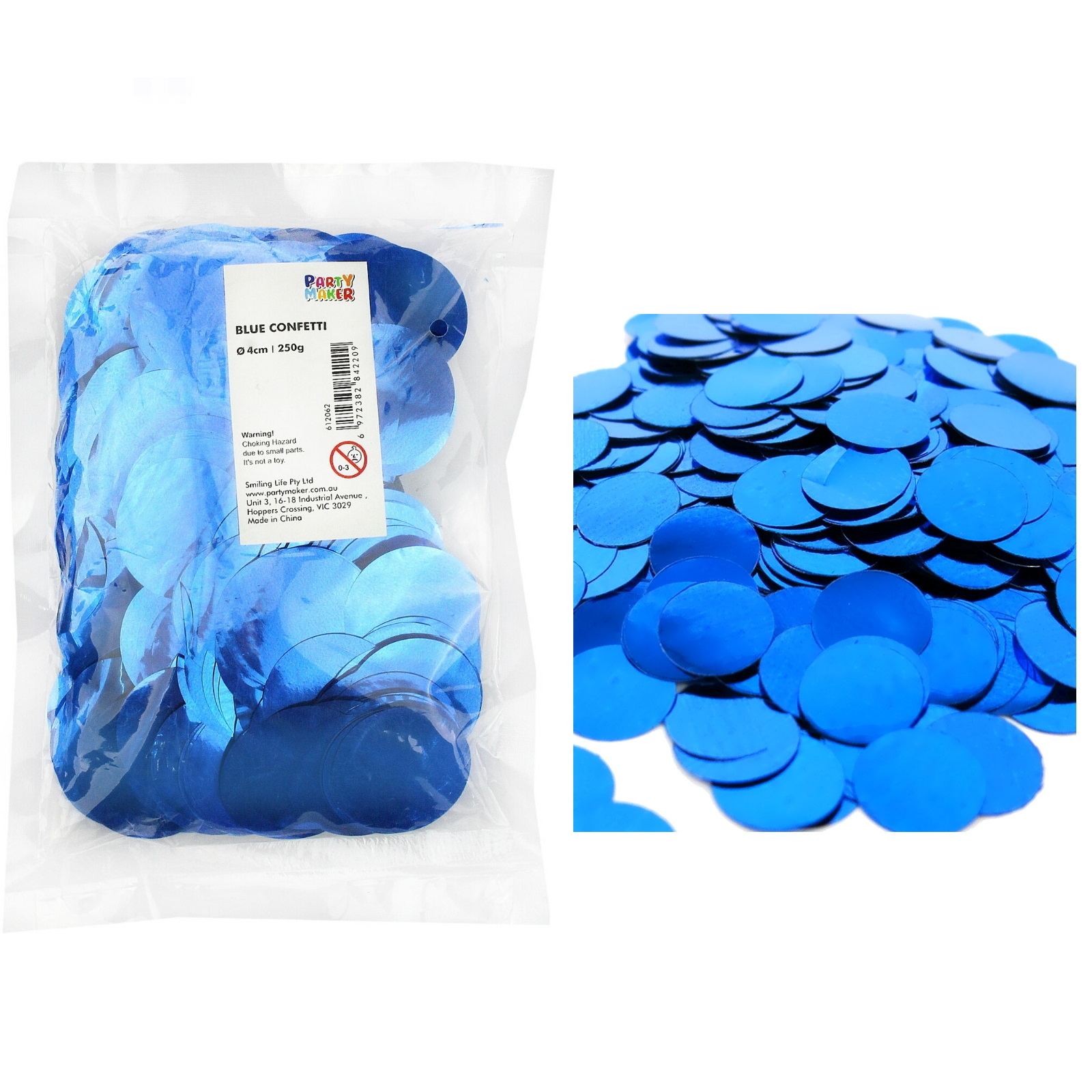 Bulk Metallic Blue Confetti 4cm (250g) - Discount Party Supplies