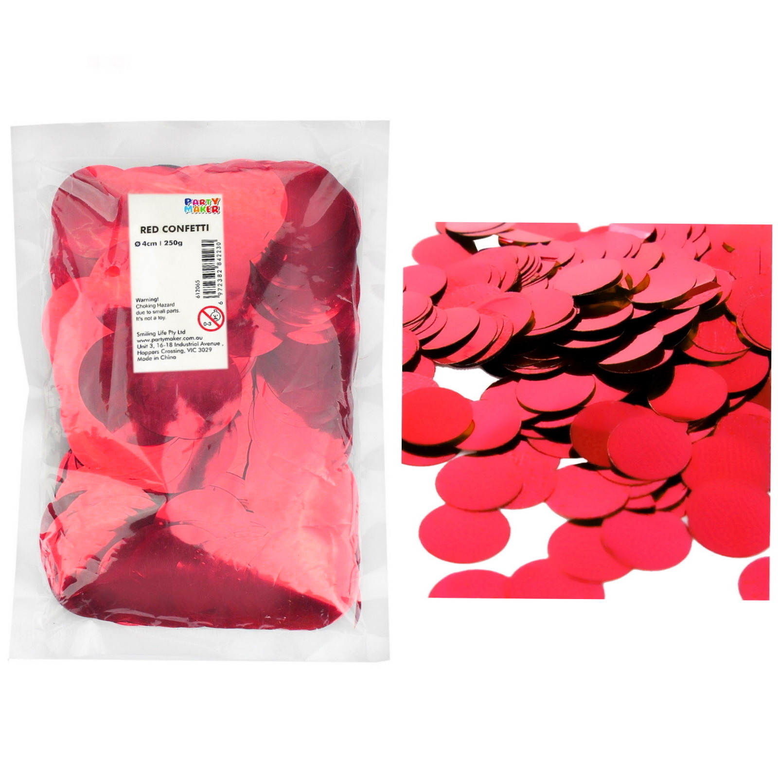 Bulk Metallic Red Confetti 4cm (250g) - Discount Party Supplies