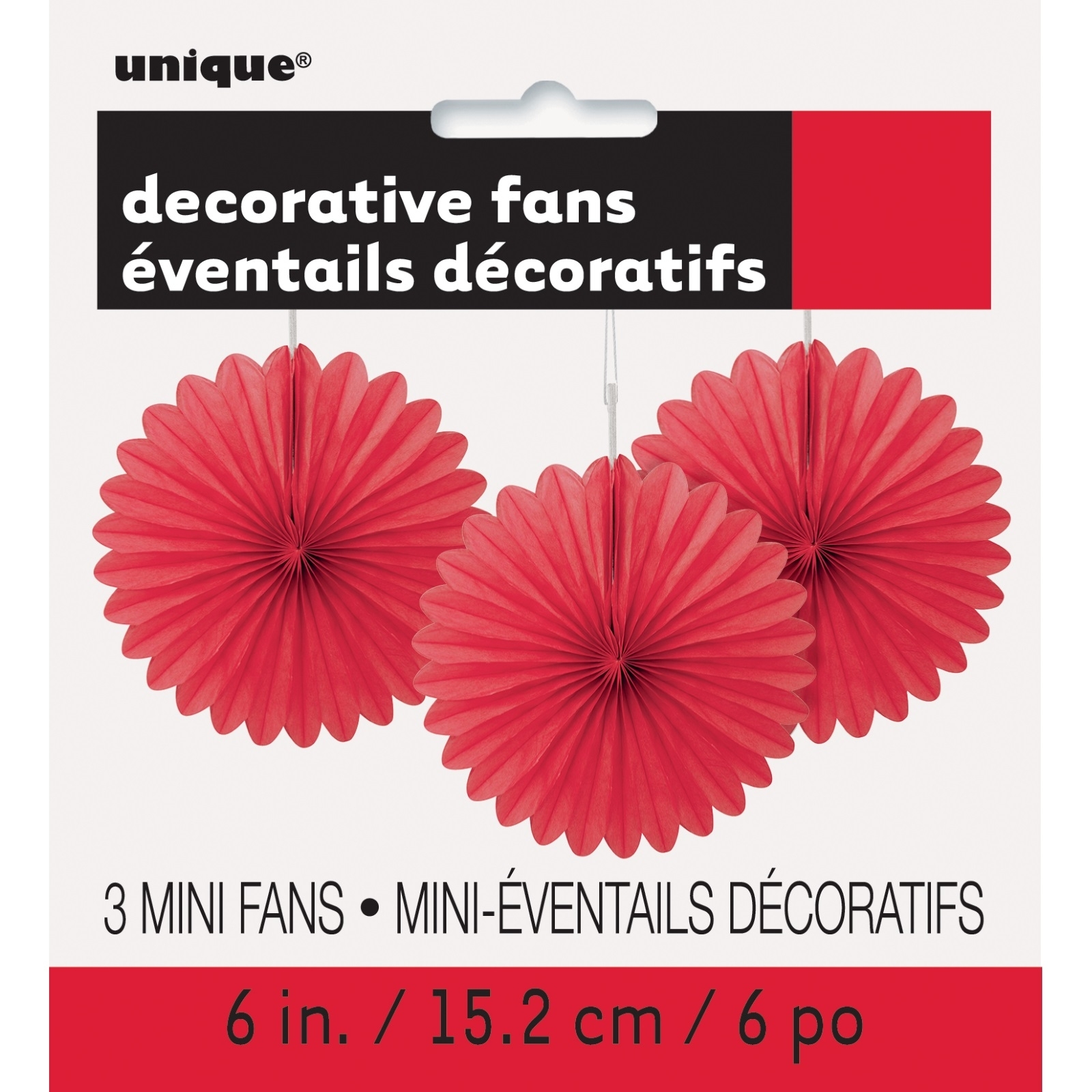 Red Mini Tissue Paper Fan Decorations (Pack of 3) - Discount Party Supplies