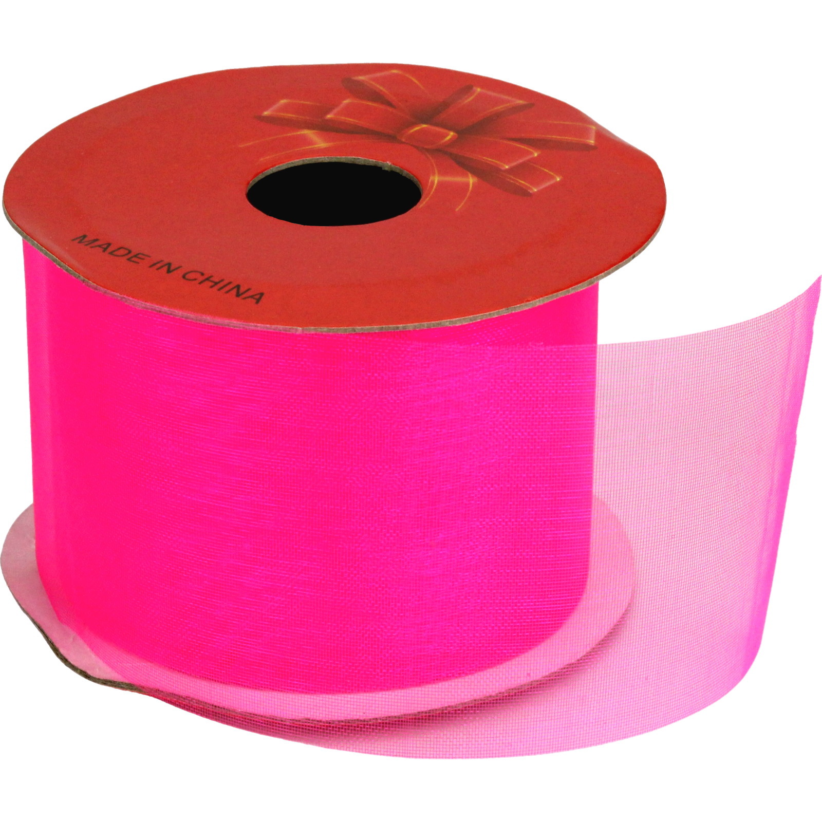 Hot Fluro Pink Organza Ribbon (5m) - Discount Party Supplies