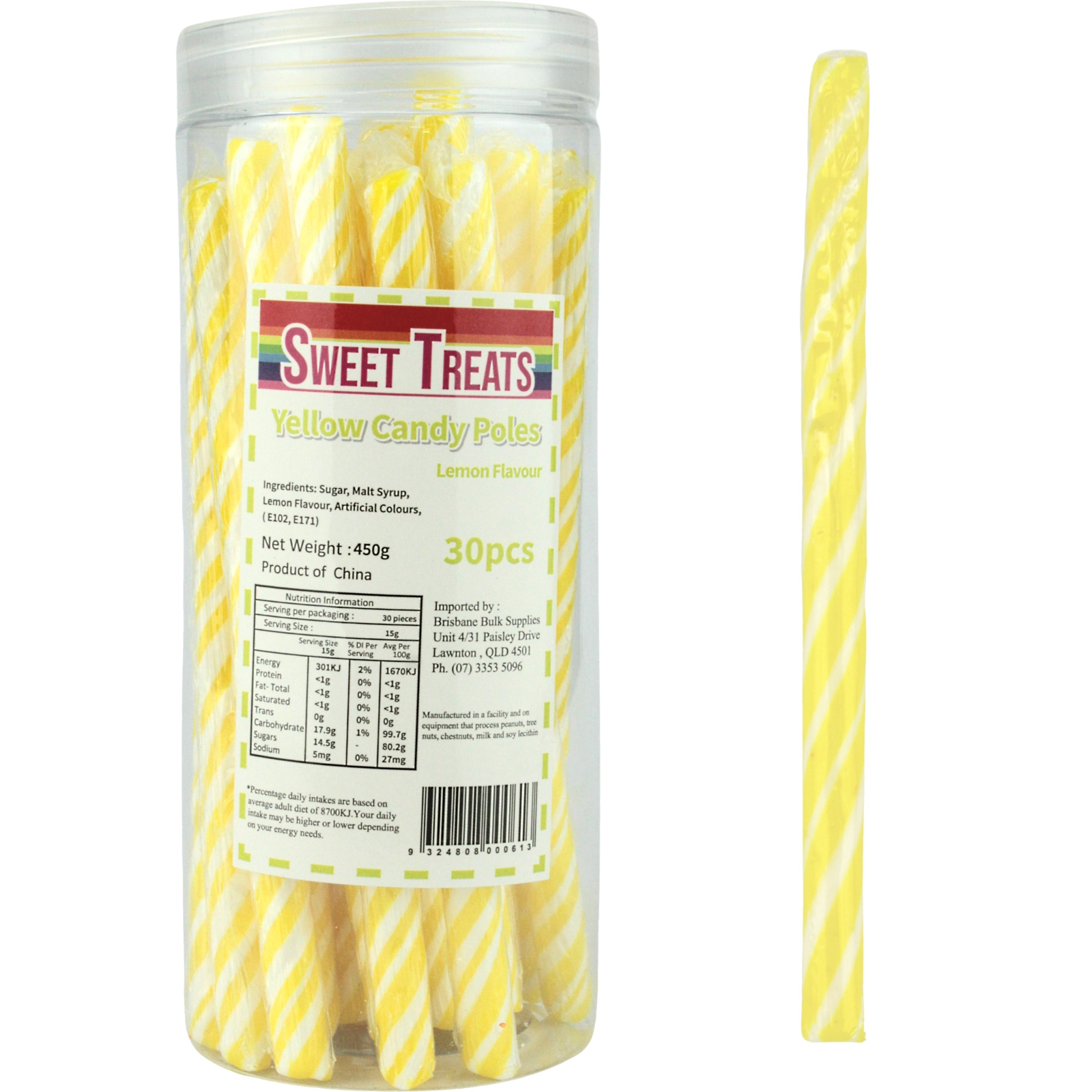 Yellow Swirl Candy Poles (Pack of 30) - Discount Party Supplies