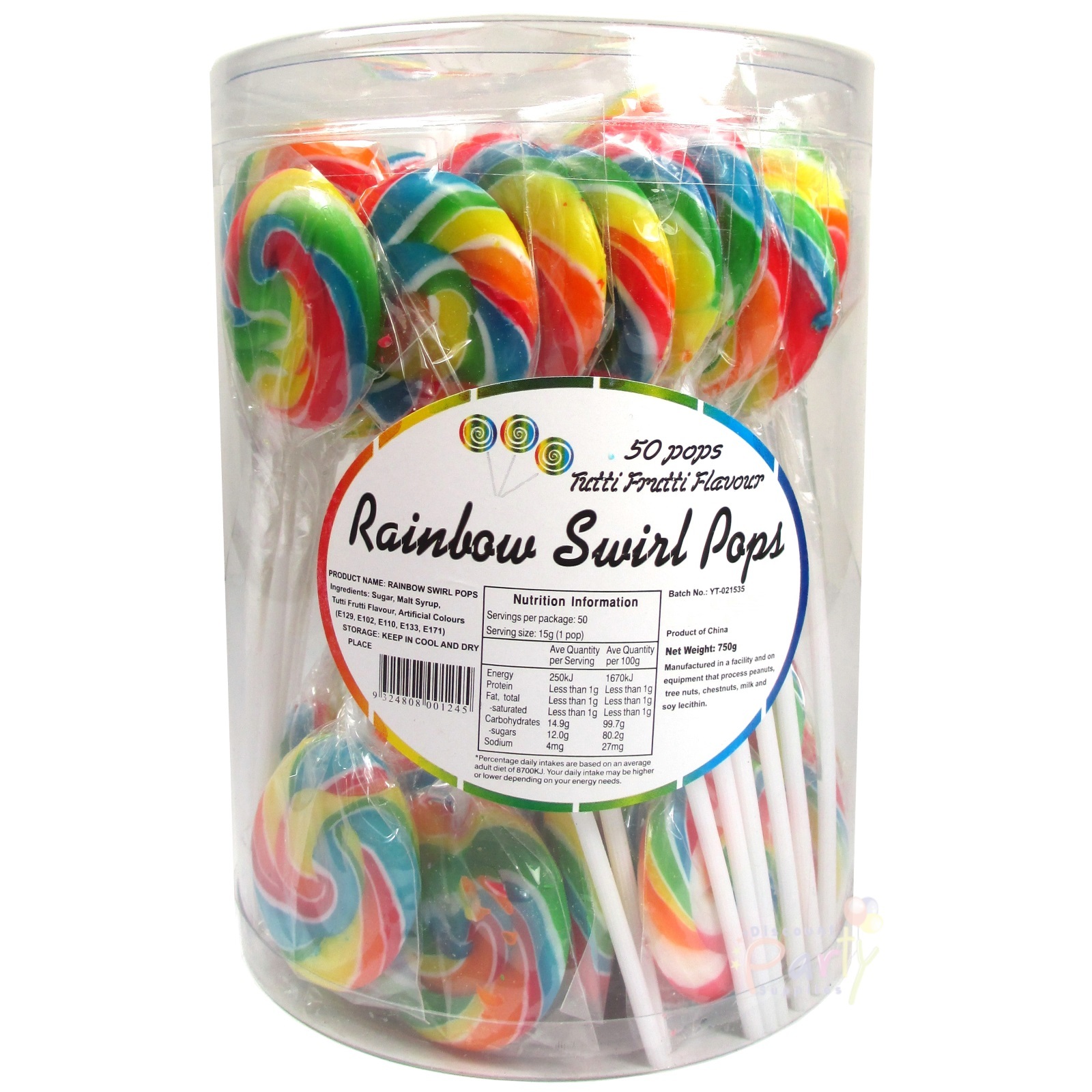 Rainbow Swirl Lollipops (Pack of 50) - Discount Party Supplies
