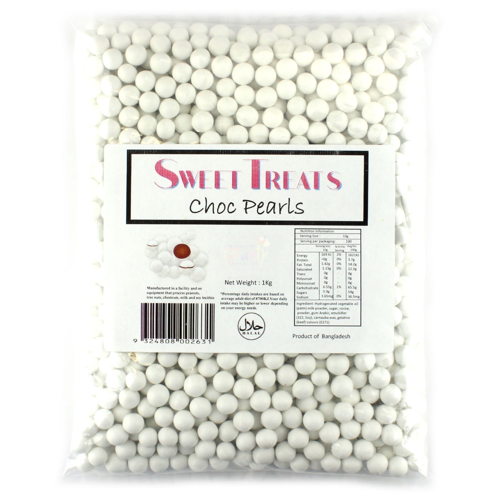 White Choc Pearls (1kg) | Lollies, Sweets, & Candy | Party Food and ...