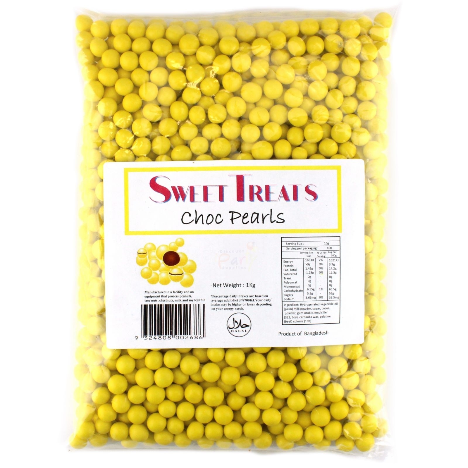 Yellow Choc Pearls (1kg) - Discount Party Supplies