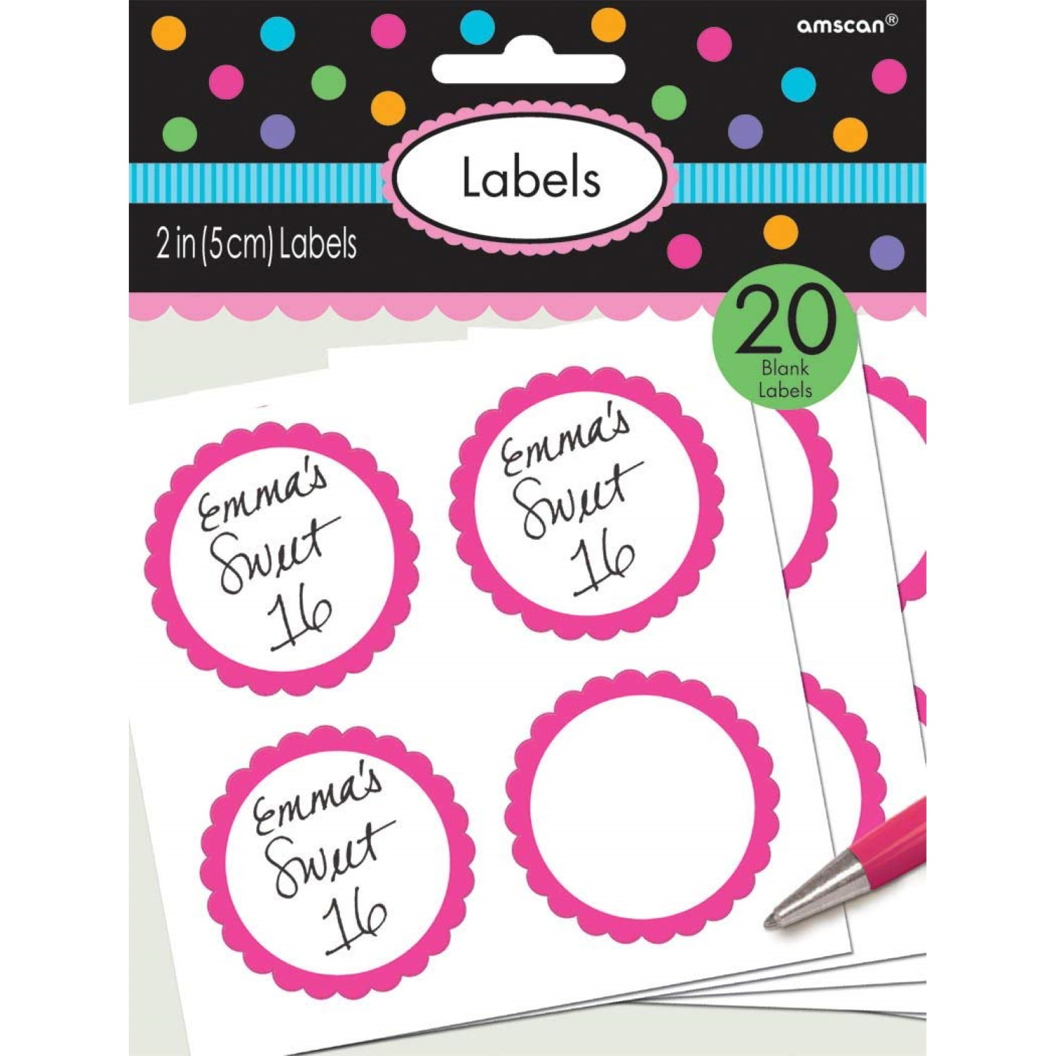 Hot Pink Favour Labels (Pack of 20) - Discount Party Supplies