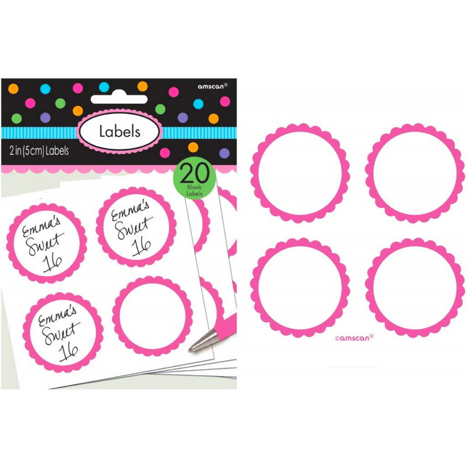 Hot Pink Favour Labels (Pack of 20) | Hot Pink Coloured Party Supplies ...