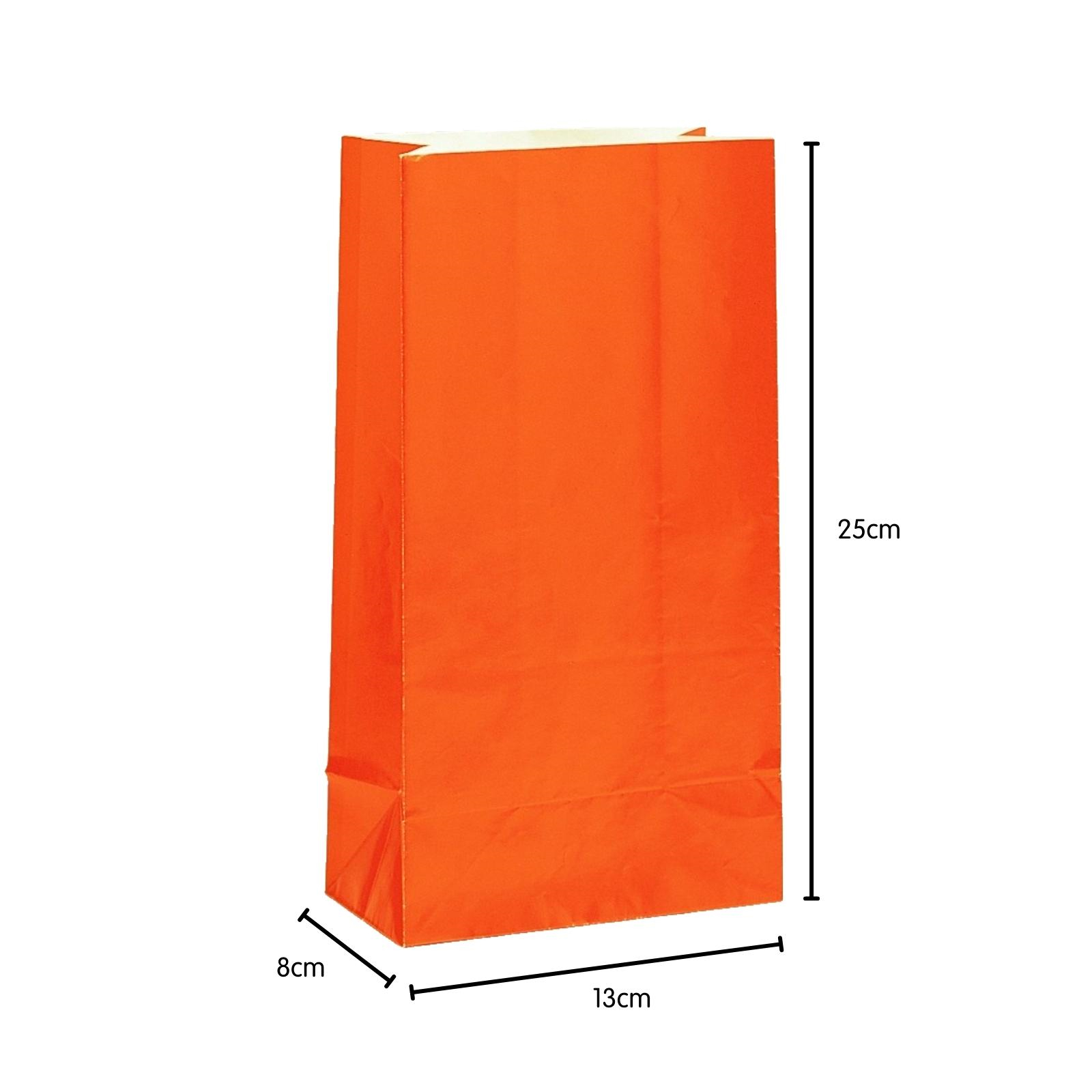 Orange Paper Party Bags (Pack of 12) | Orange Coloured Party Supplies ...